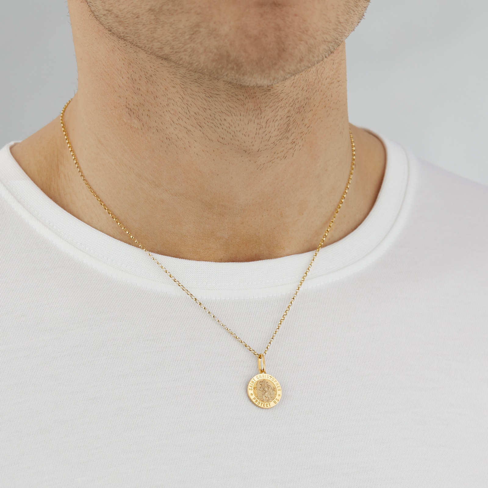 Goldsmiths 9ct Yellow Gold Double Sided St Christopher Pendant 1.42. ...