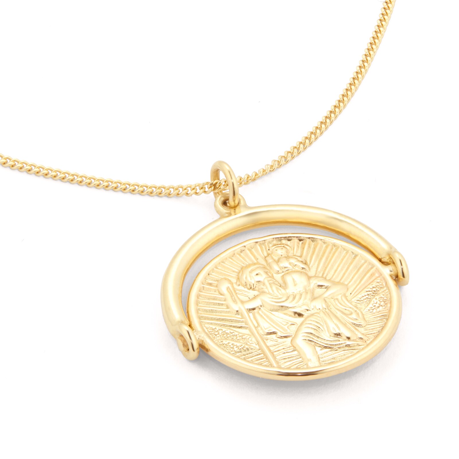 Goldsmiths 9ct Yellow Gold St. Christopher Spinner Pendant GCHR3GSAJ18 ...
