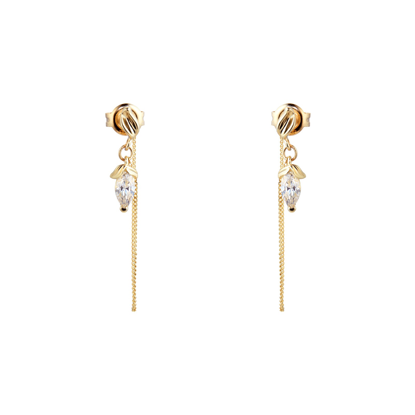Goldsmiths 9ct Yellow Gold Moulded Petals Drop Earrings BG49549800WH | Goldsmiths