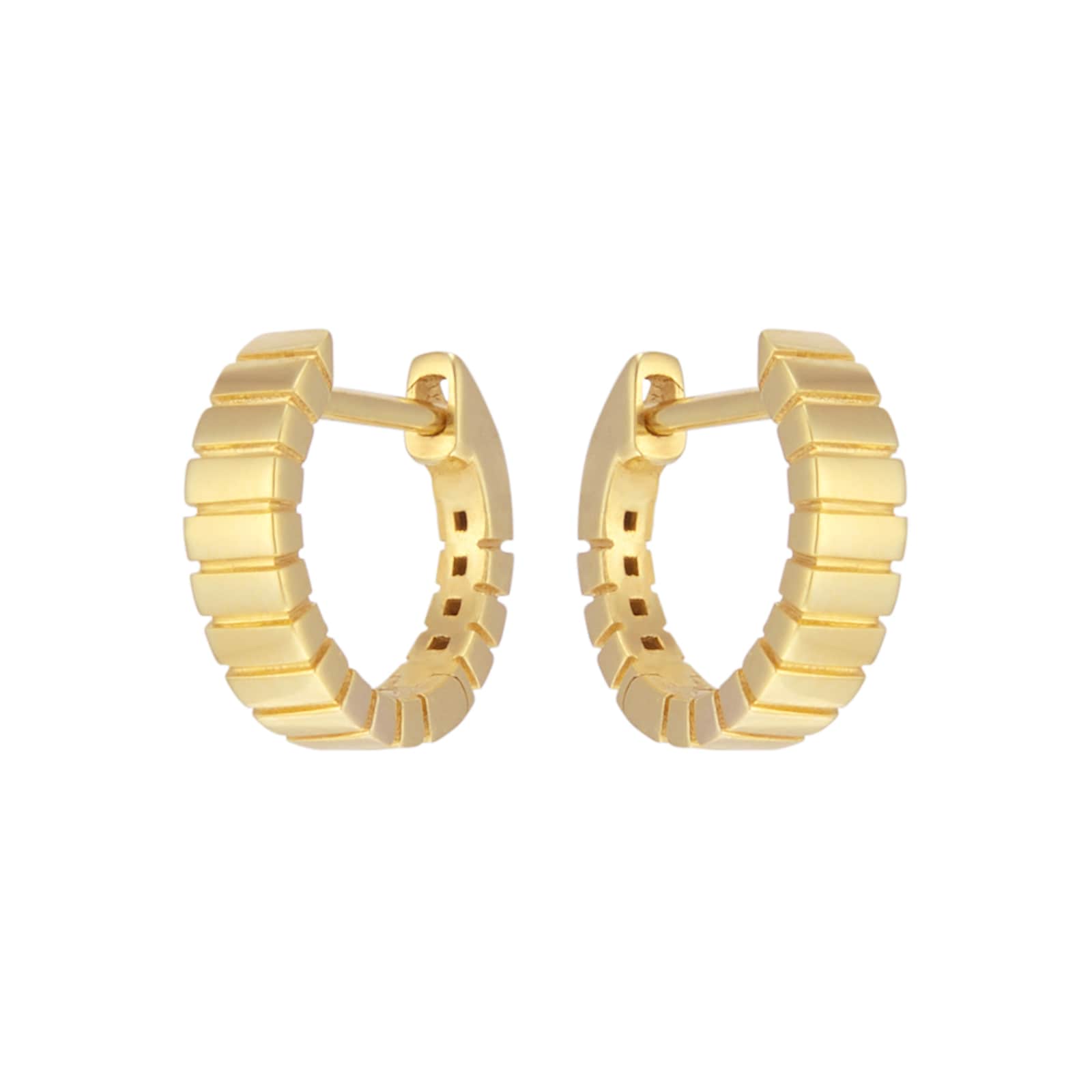 Goldsmiths 9ct Yellow Gold Ridge Huggie Hoop Earrings 01.CA2775.01 ...