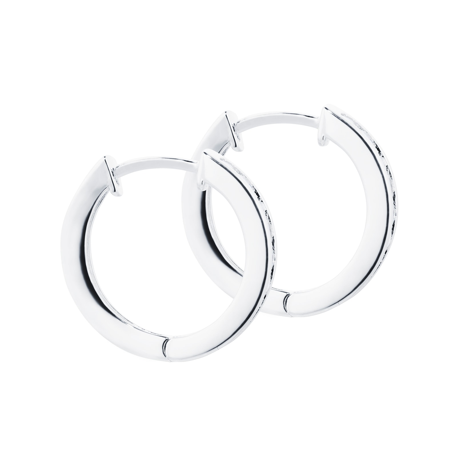 Goldsmiths Silver Cubic Zirconia 17mm Huggie Hoop Earrings 8.58.2139 ...