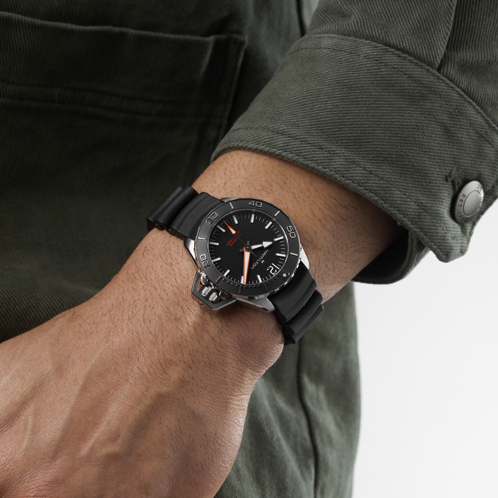 Hamilton Khaki Navy Frogman Auto 41mm Mens Watch Black H77455330 ...