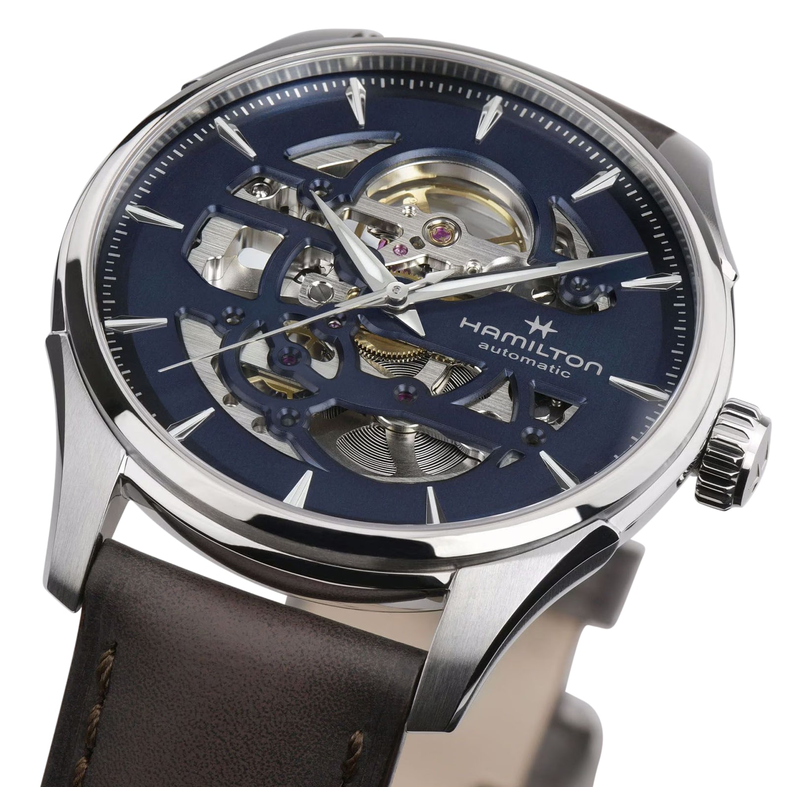 Hamilton Jazzmaster Skeleton Automatic 40mm Mens Watch Navy Stainless ...