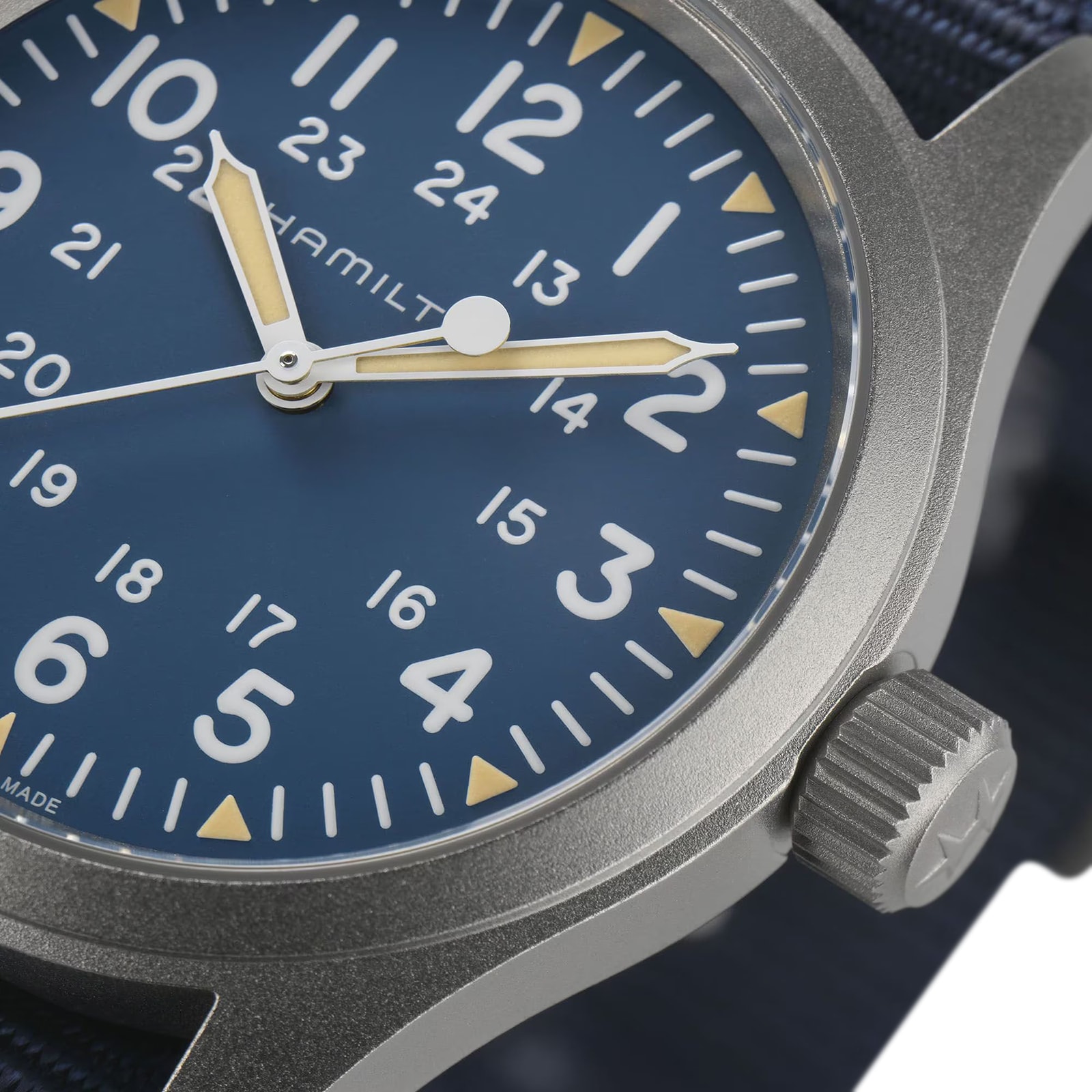 Hamilton Khaki Field Mechanical 38mm Mens Watch Blue H69439940 | Goldsmiths