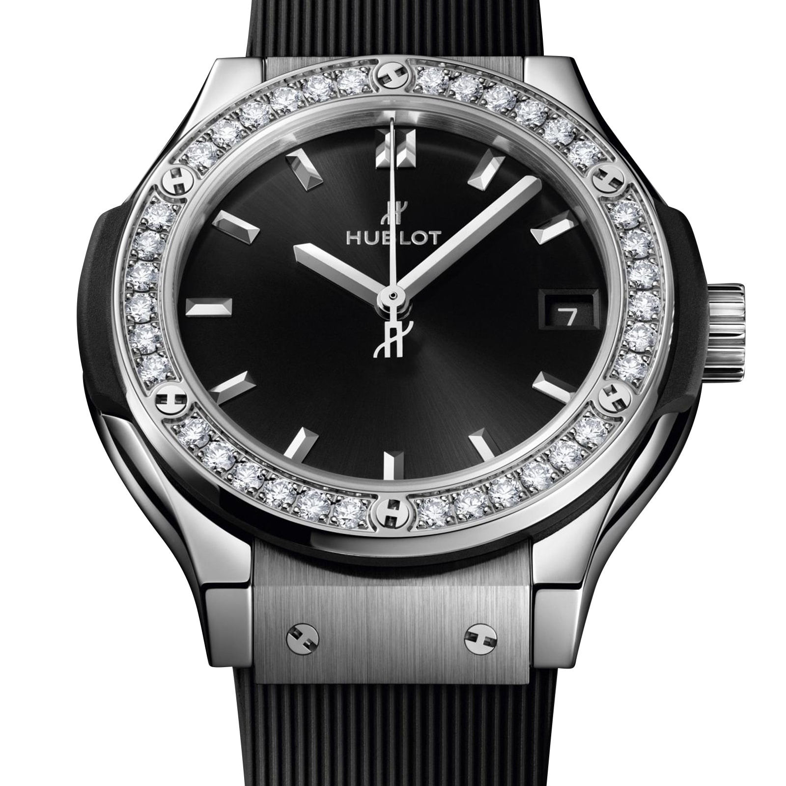 Hublot Classic Fusion Titanium Diamonds 33mm Ladies Watch Black 581.NX ...