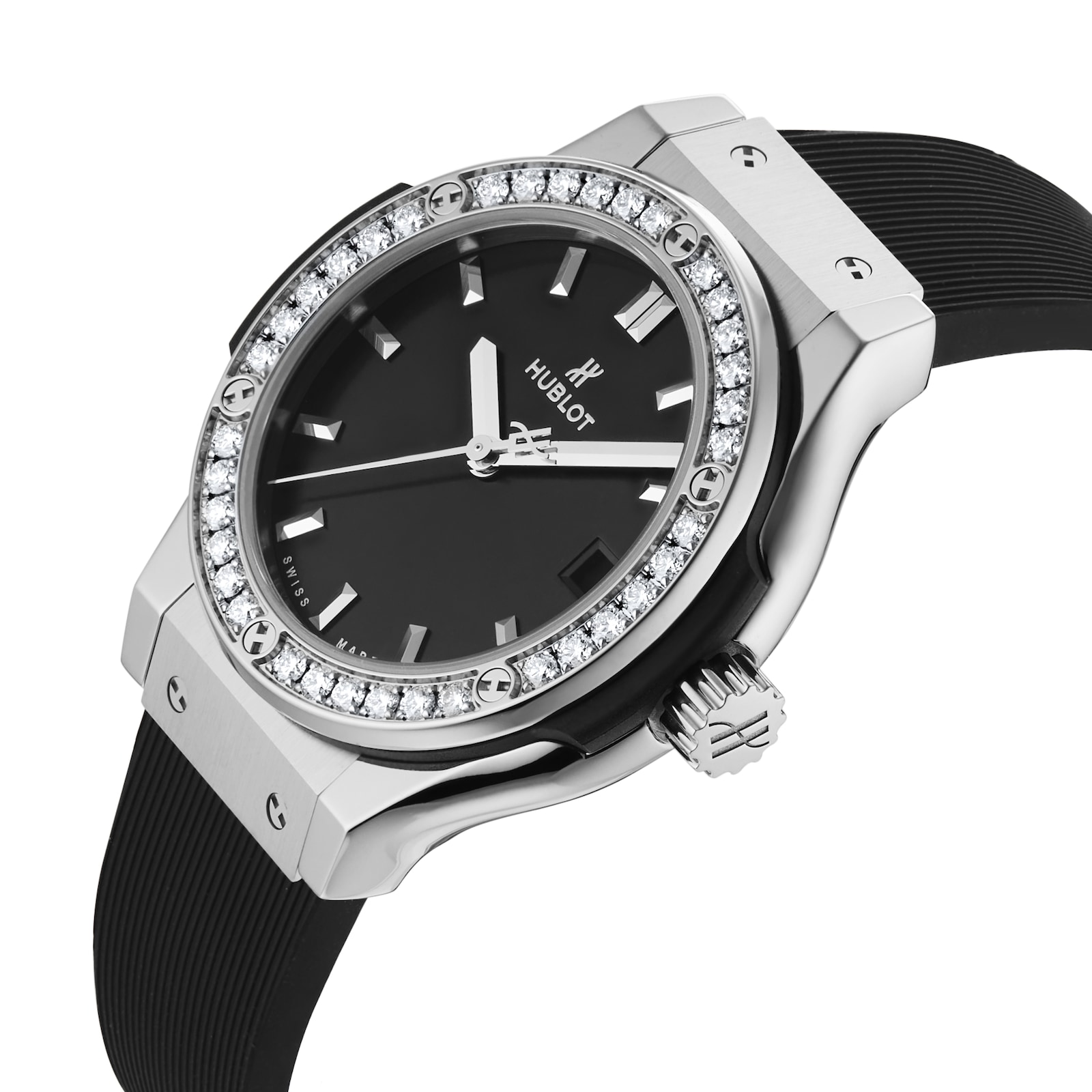 Hublot Classic Fusion Titanium Diamonds 33mm Ladies Watch Black 581.NX ...
