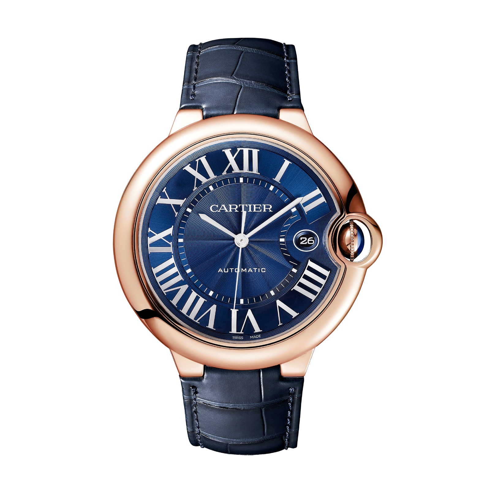 Cartier Ballon Bleu de watch 42 mm, 18K rose gold, leather WGBB0036 ...
