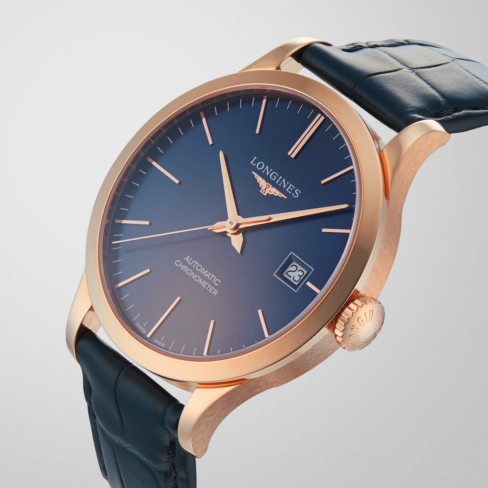 Longines Record 38.5mm Mens Watch Sunray Blue L28208922 | Watches Of ...