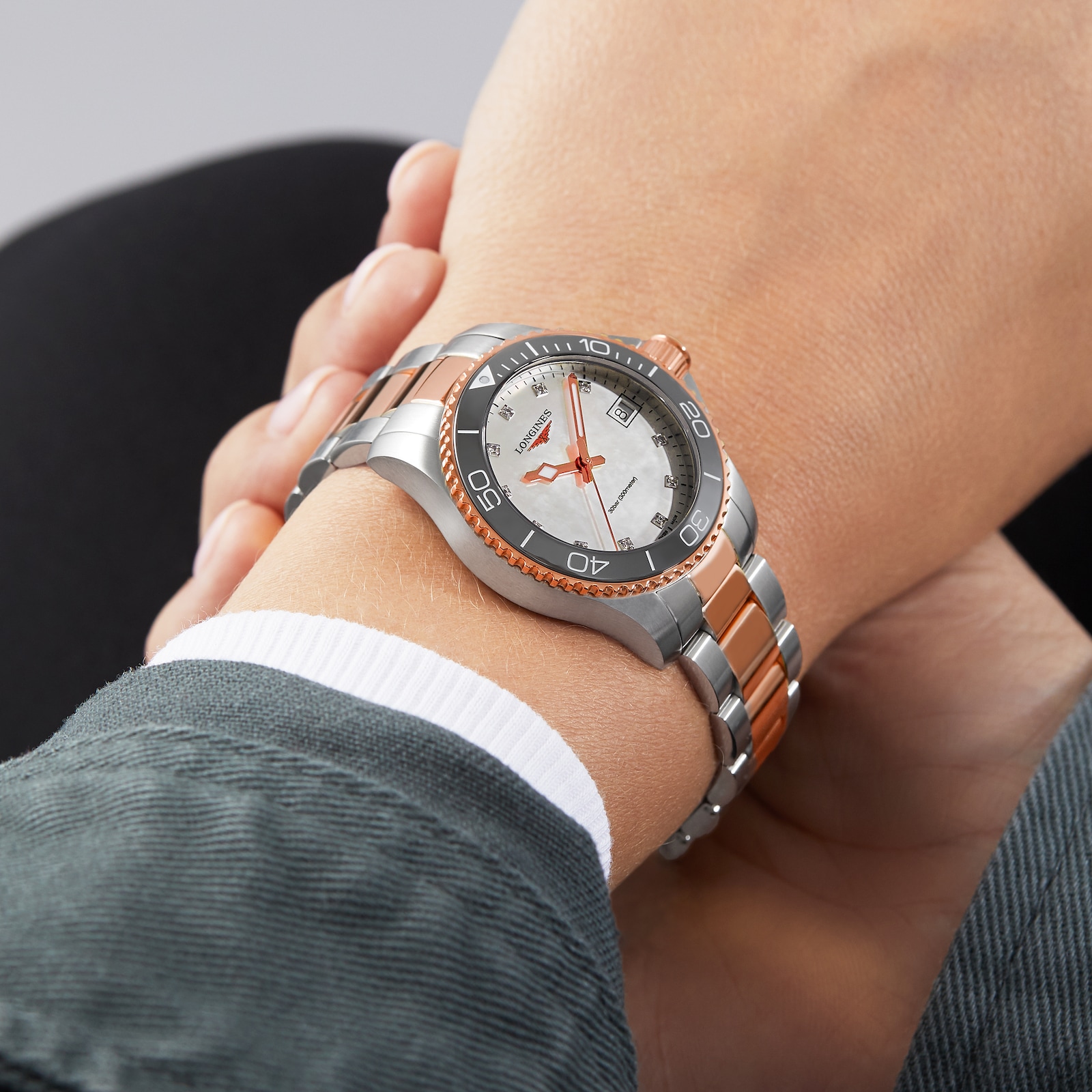 Longines Hydroconquest 32mm Ladies Watch Mother Of Pearl Rose Exclusive ...