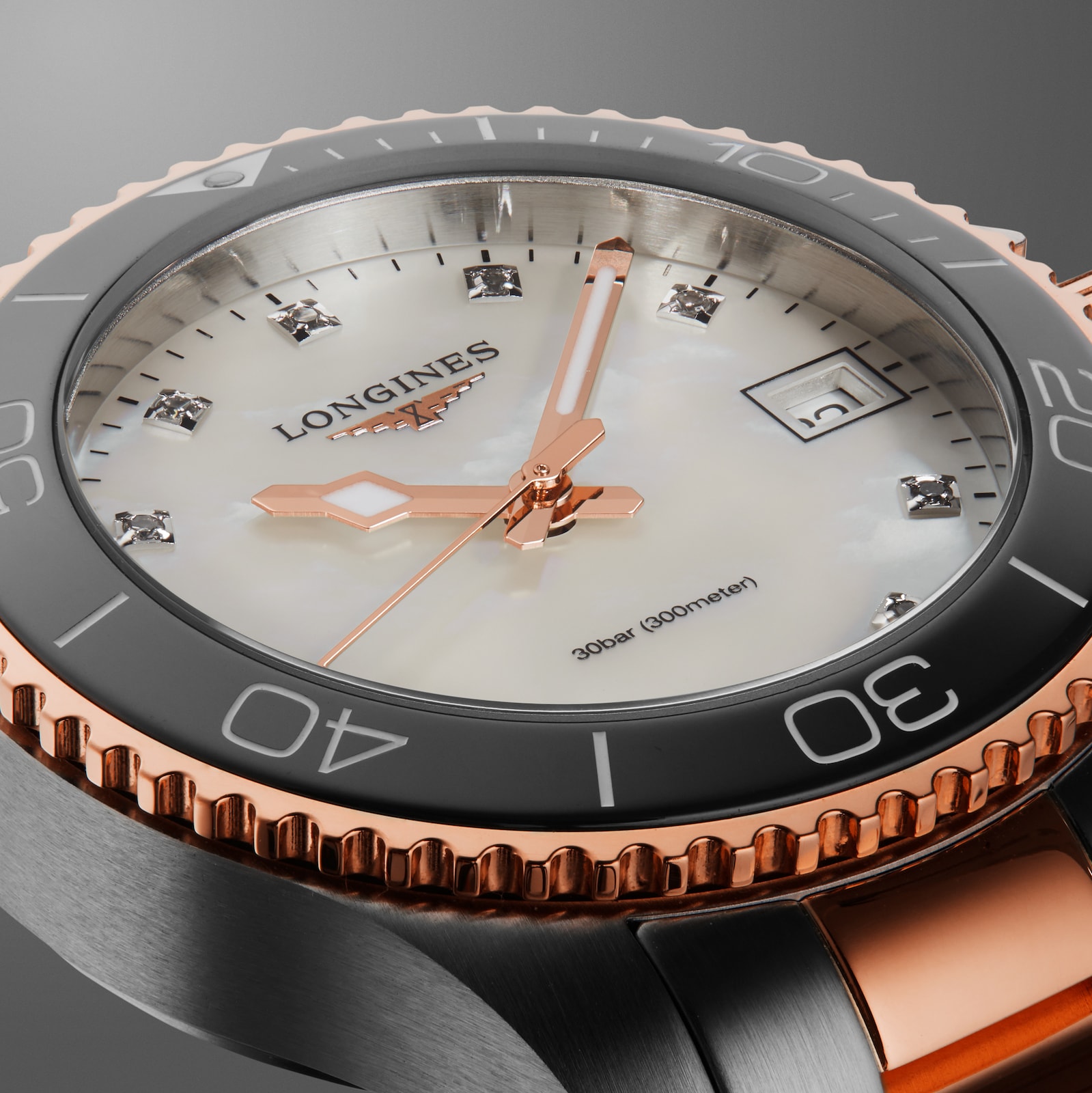 Longines Hydroconquest 32mm Ladies Watch Mother Of Pearl Rose Exclusive ...