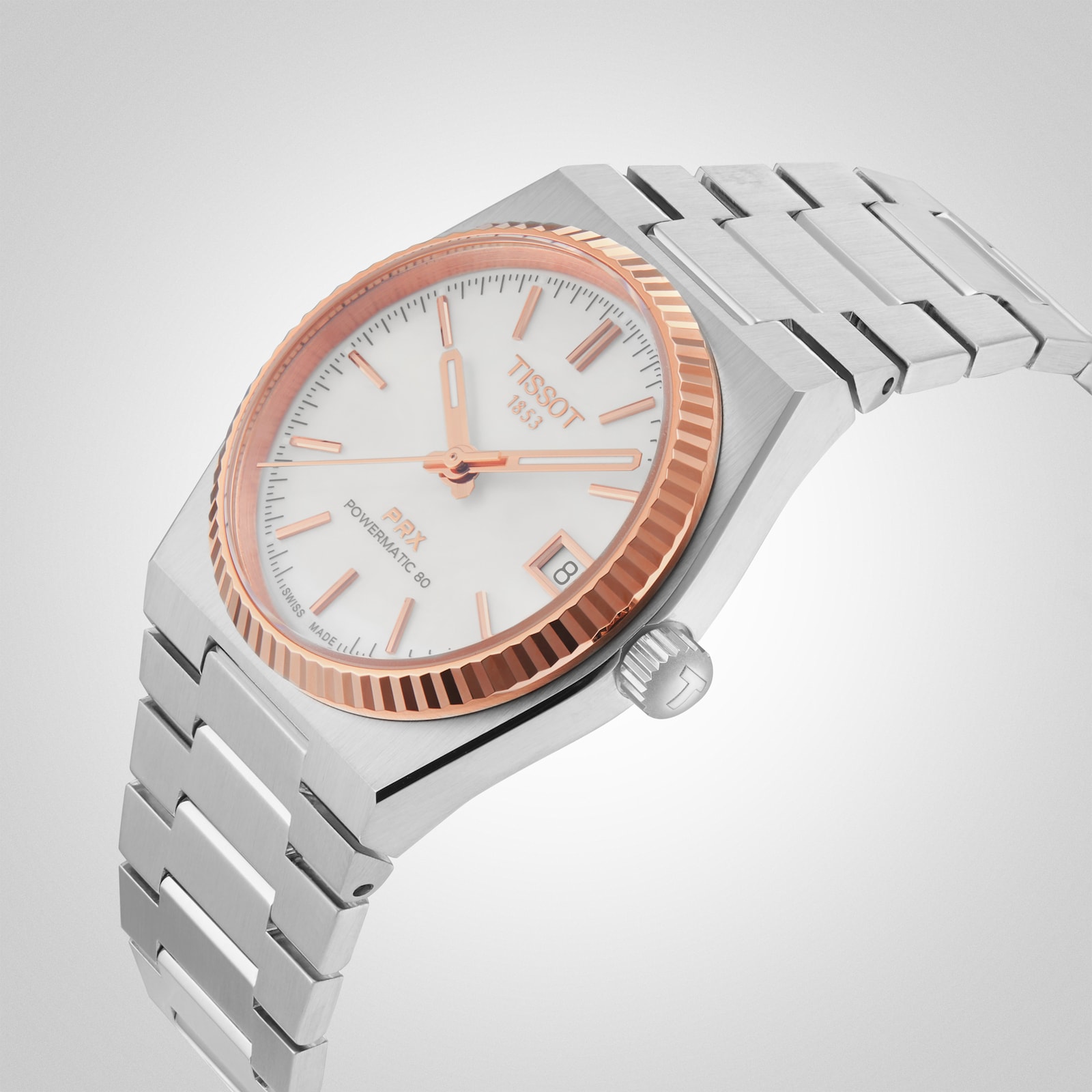 Tissot PRX Powermatic 80 35mm Steel and 18K Gold Bezel Ladies Watch ...