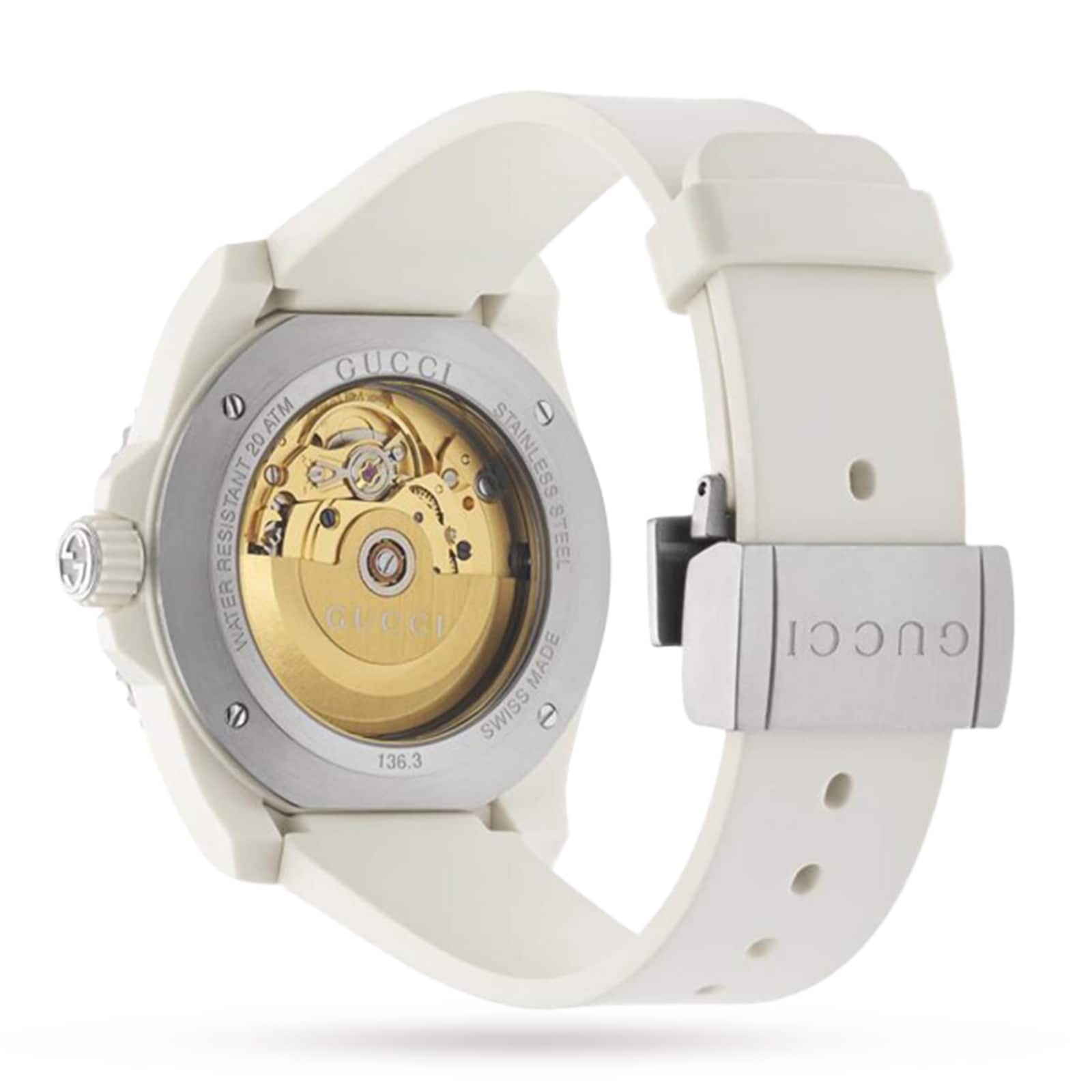 Gucci Dive 40mm White Plastic Strap Watch YA136343 | Goldsmiths