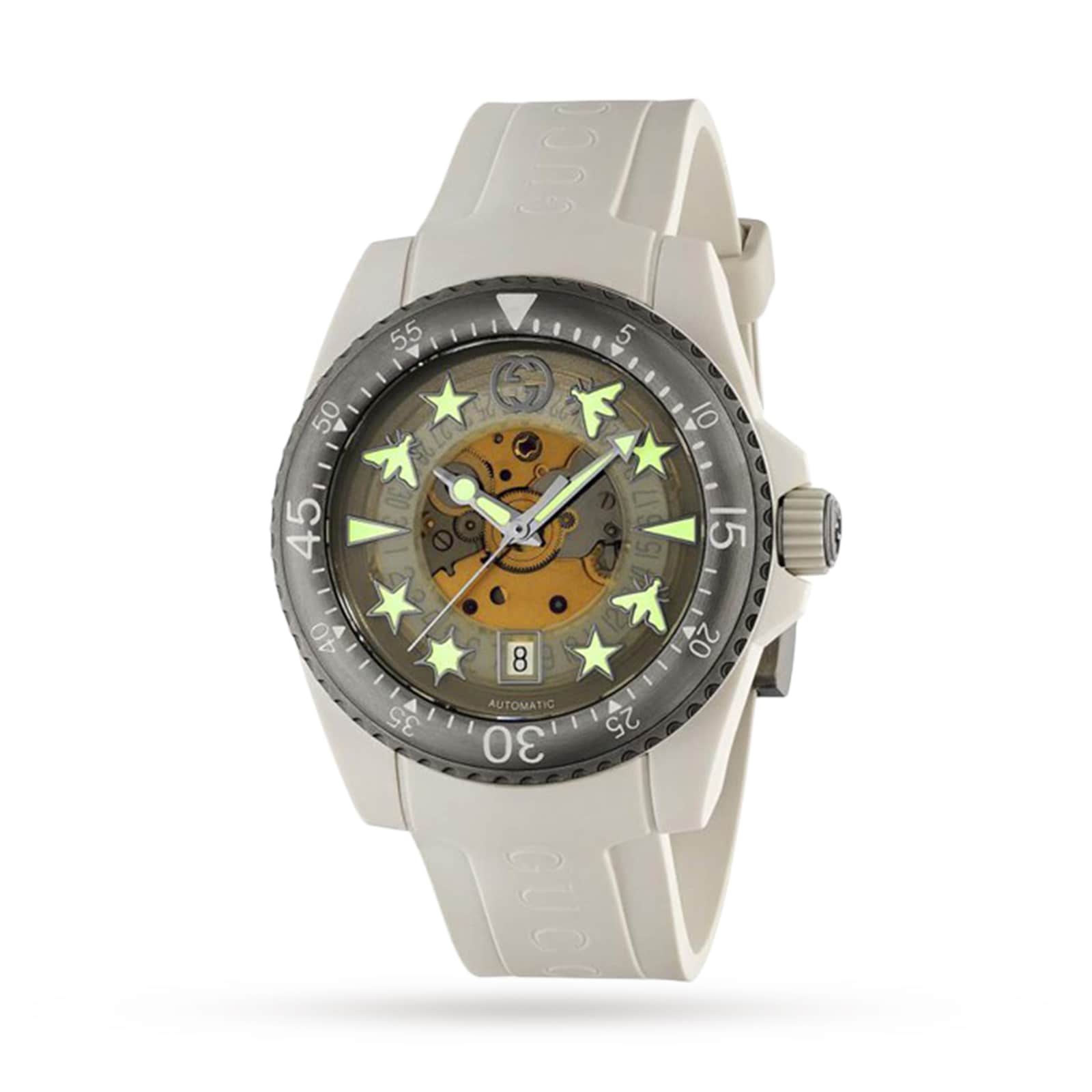 Gucci Dive 40mm White Plastic Strap Watch YA136343 | Goldsmiths