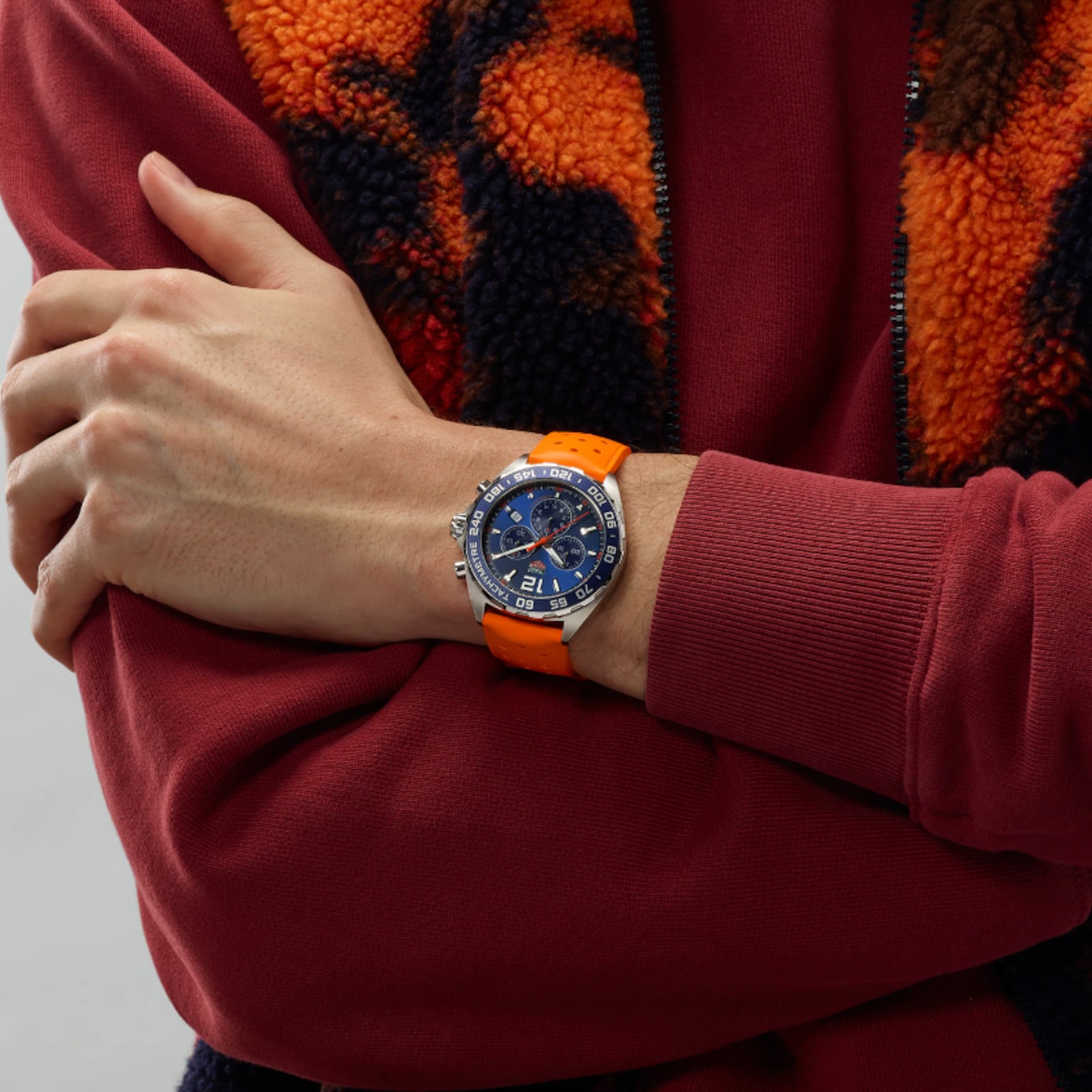 TAG Heuer Formula 1 Chronograph 43mm Mens Watch Orange Rubber Strap ...