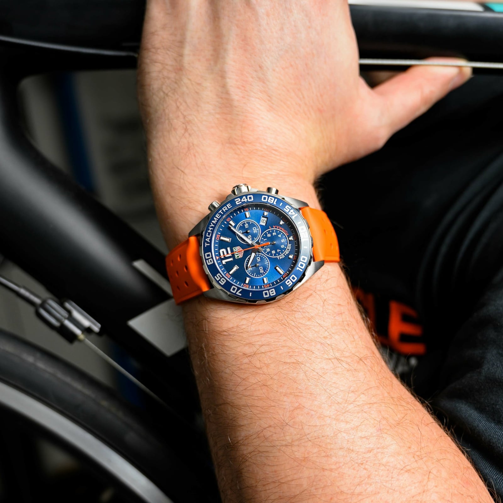 TAG Heuer Formula 1 Chronograph 43mm Mens Watch Orange Rubber Strap ...