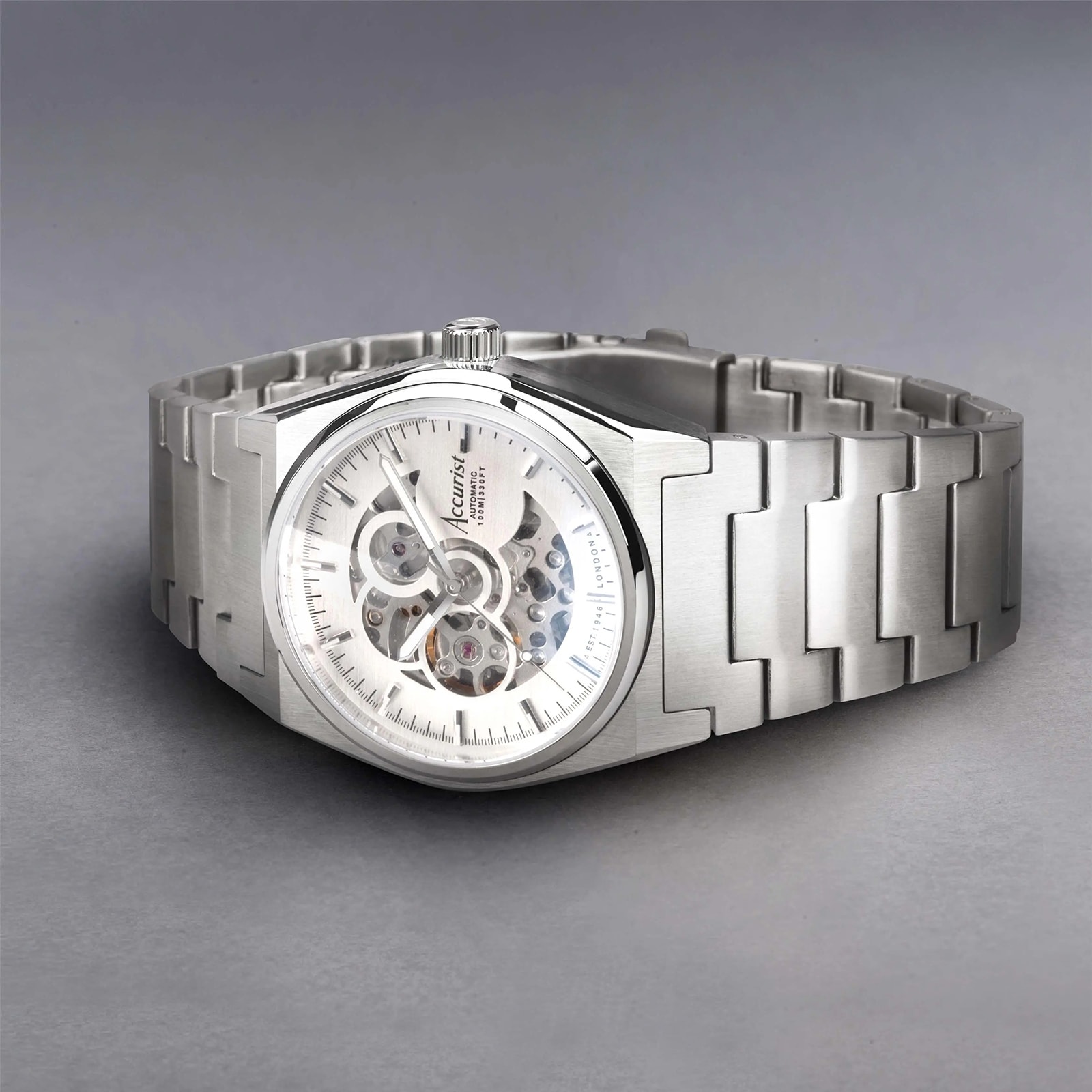 Accurist Origin Silver Stainless Steel Automatic 41mm Watch 70022 ...