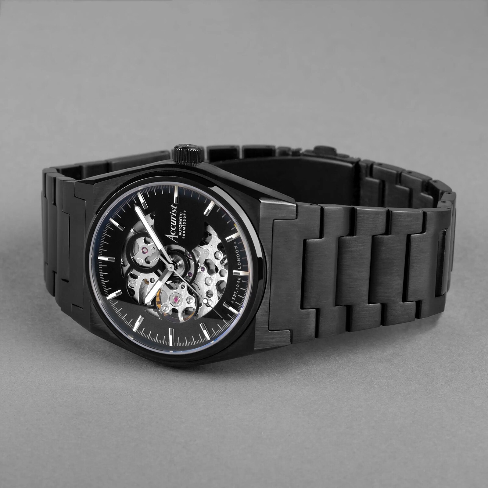 Accurist Origin Black Stainless Steel Automatic 41mm Watch 70023 ...