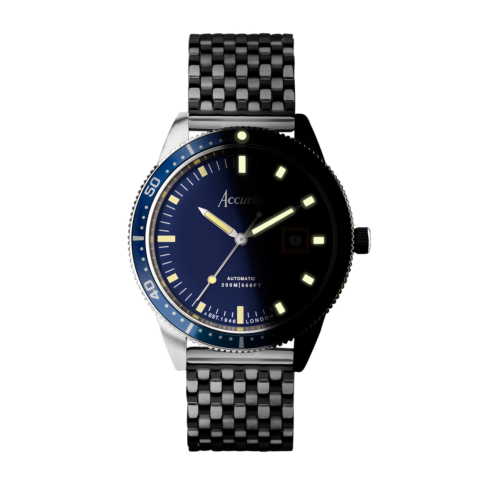 Accurist Dive Blue Stainless Steel Automatic 42mm Watch 72006 | Goldsmiths