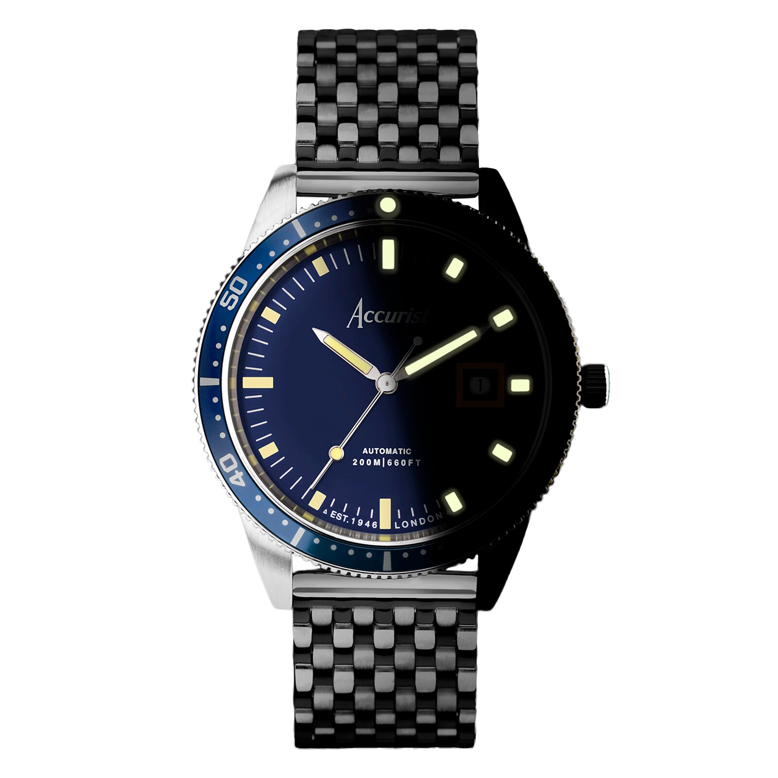 Accurist Dive Blue Stainless Steel Automatic 42mm Watch 72006 | Goldsmiths