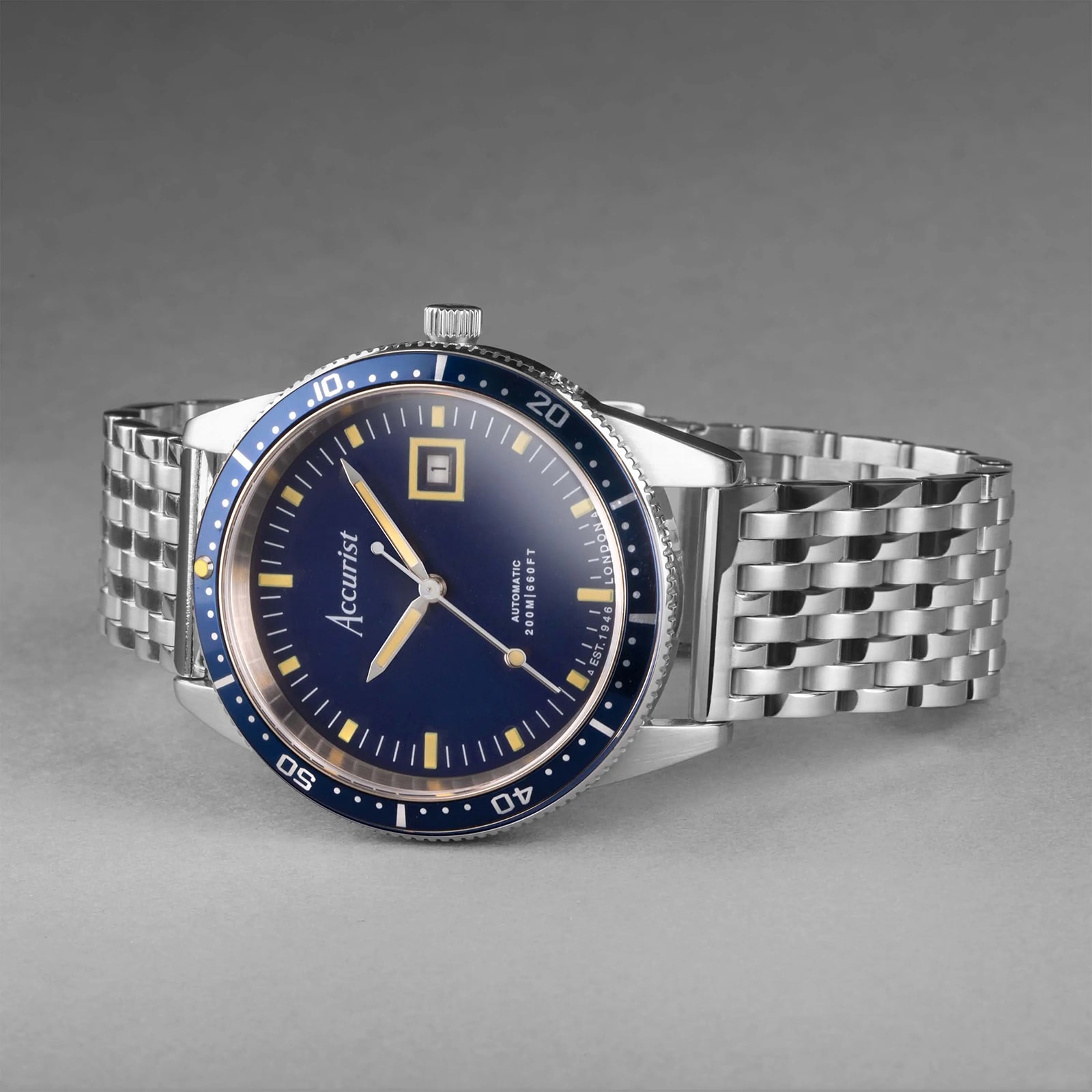 Accurist Dive Blue Stainless Steel Automatic 42mm Watch 72006 | Goldsmiths