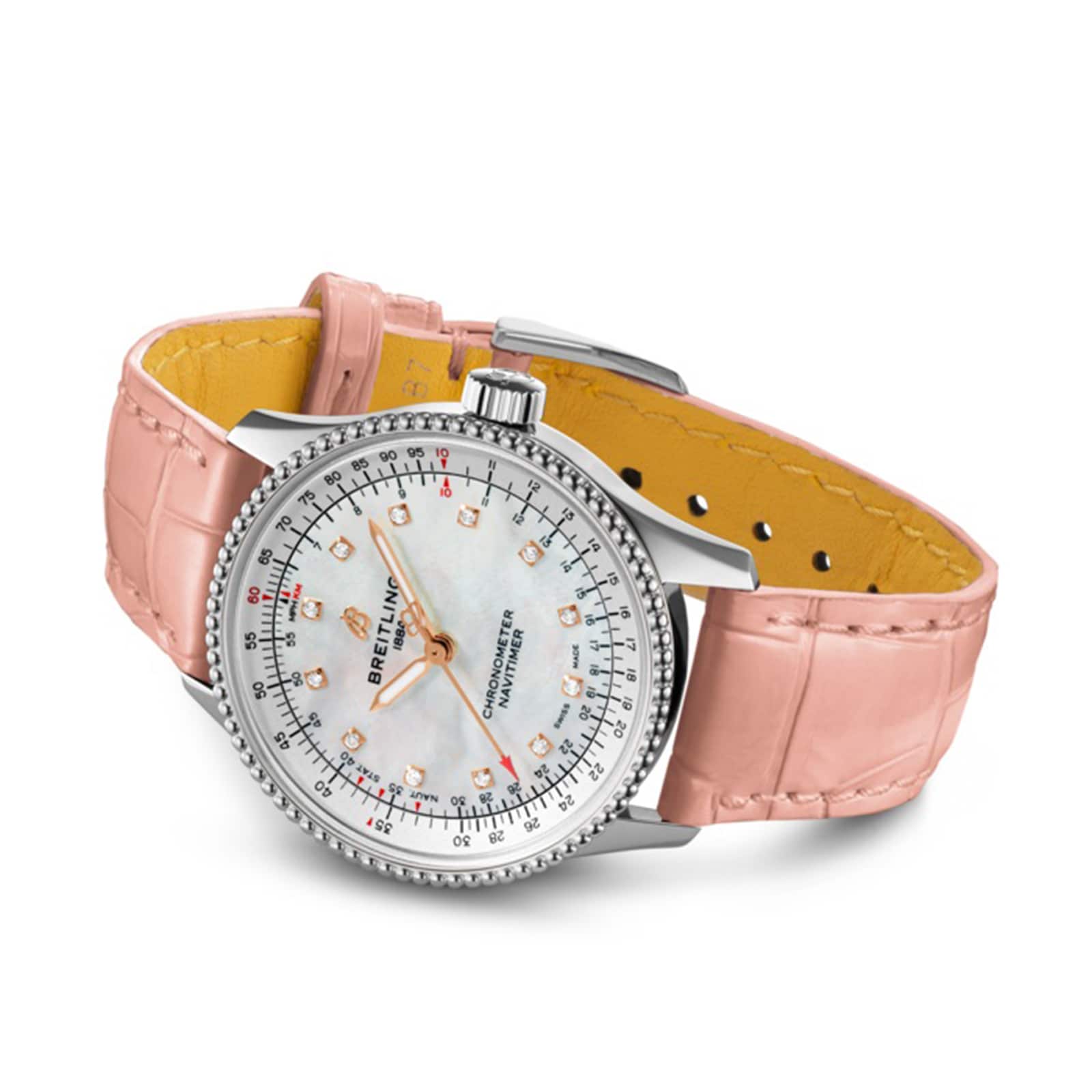 Breitling Navitimer Automatic 35 Stainless Steel Leather Strap Watch ...