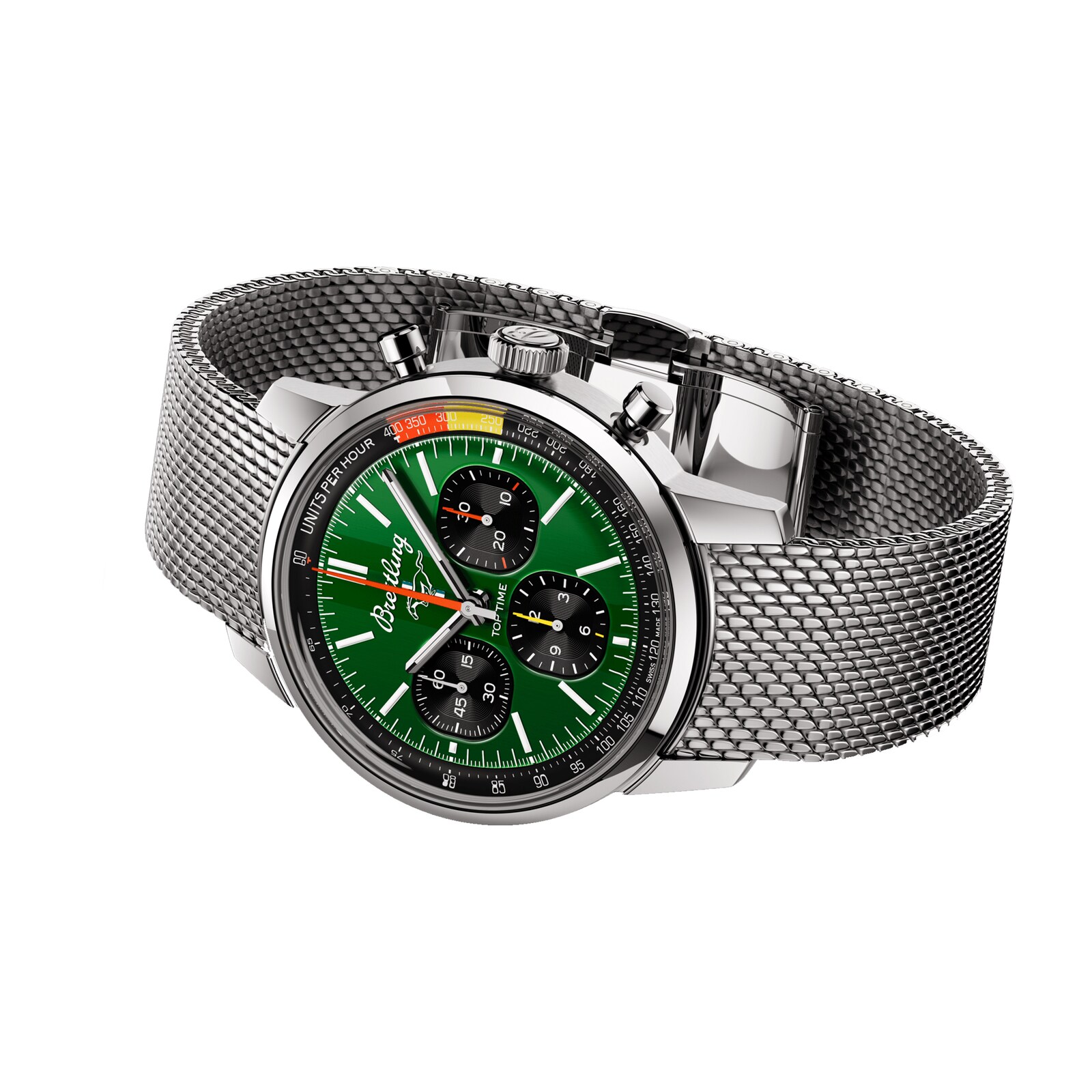 Breitling Top Time B01 Classic Cars Ford Mustang 41mm Mens Watch Mesh ...
