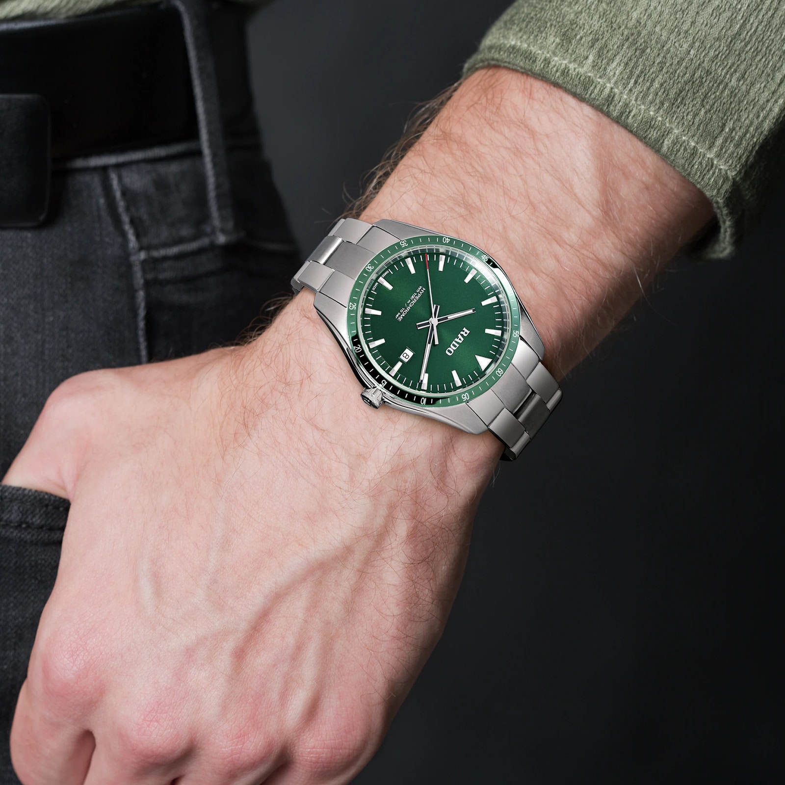 Rado HyperChrome 44.9mm Mens Watch Green R32502313 | Goldsmiths