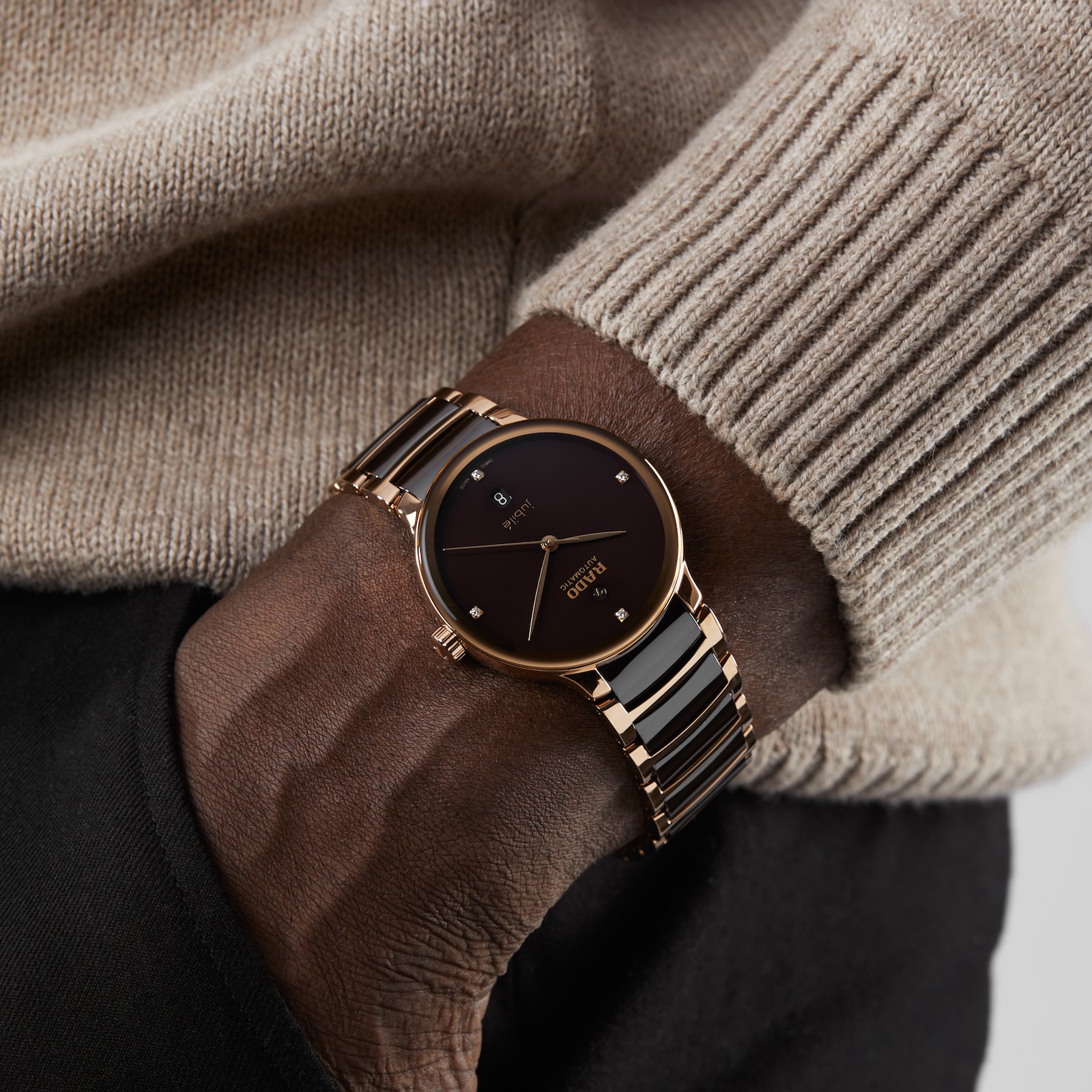 Rado Centrix Jubile Automatic Diamond 39.5mm Unisex Watch Brown ...