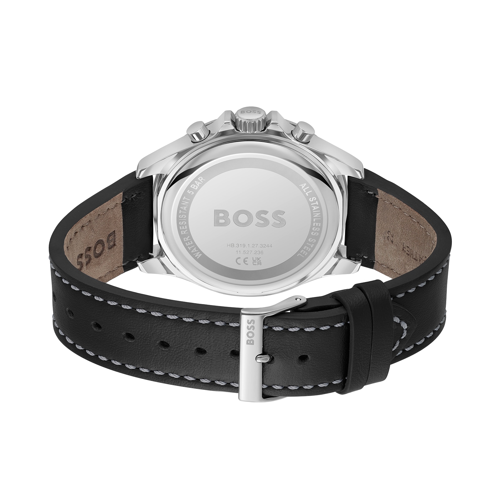 BOSS Troper Chronograph Leather Strap 44mm Mens Watch Black 1514055 ...