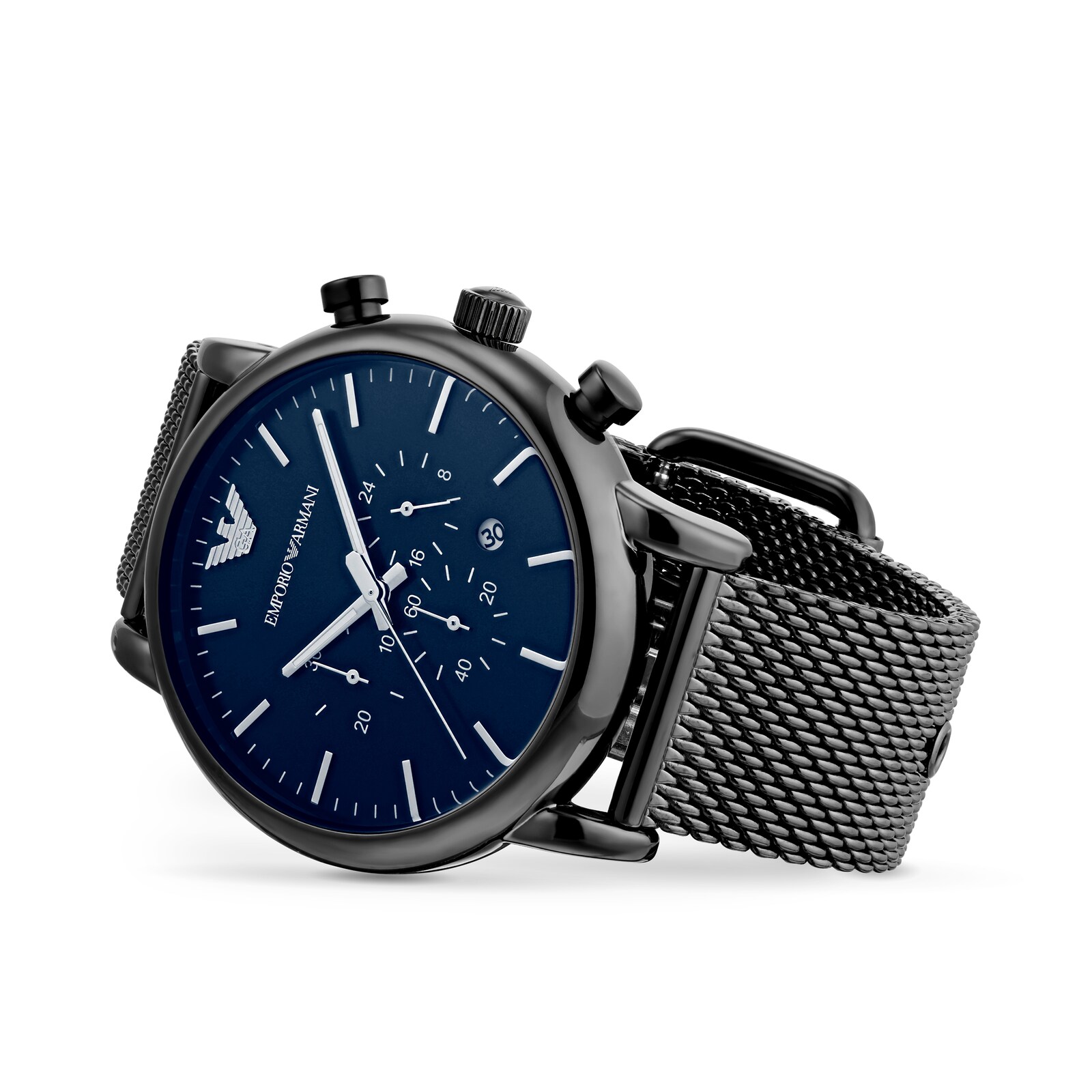 Emporio Armani Grey Mesh Blue Dial Gents Watch AR1979 | Goldsmiths