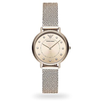 Emporio Armani Rose Gold Tone Mesh Ladies Watch AR11129 | Goldsmiths