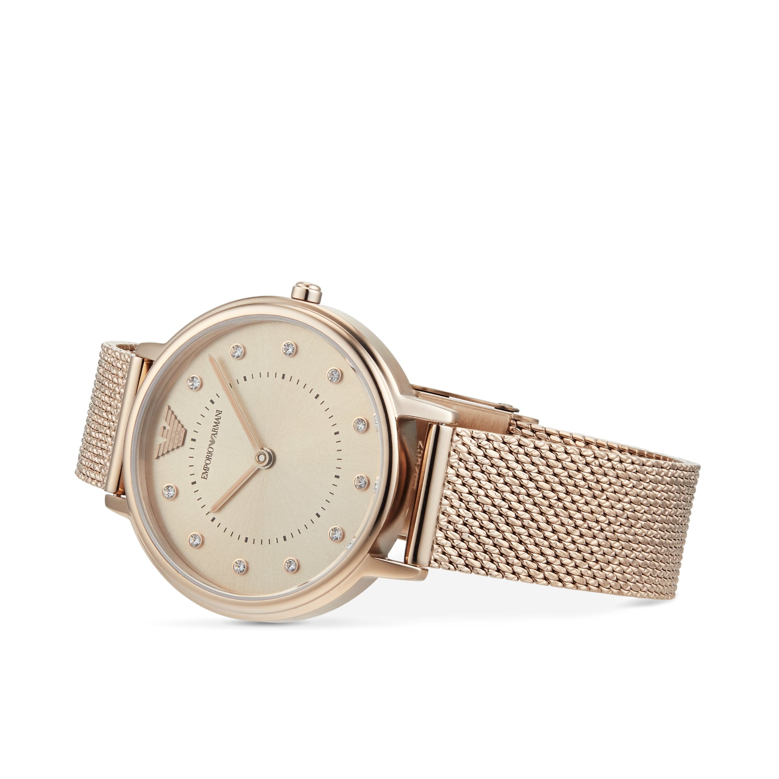 Emporio Armani Rose Gold Tone Mesh Ladies Watch AR11129 | Goldsmiths