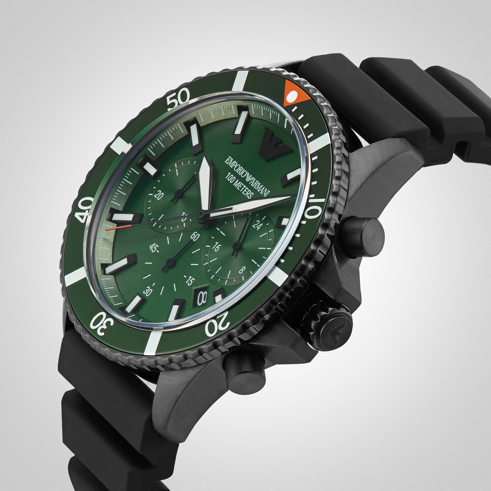 Emporio Armani Chronograph Black Silicone Mens Watch 43mm AR11463 ...