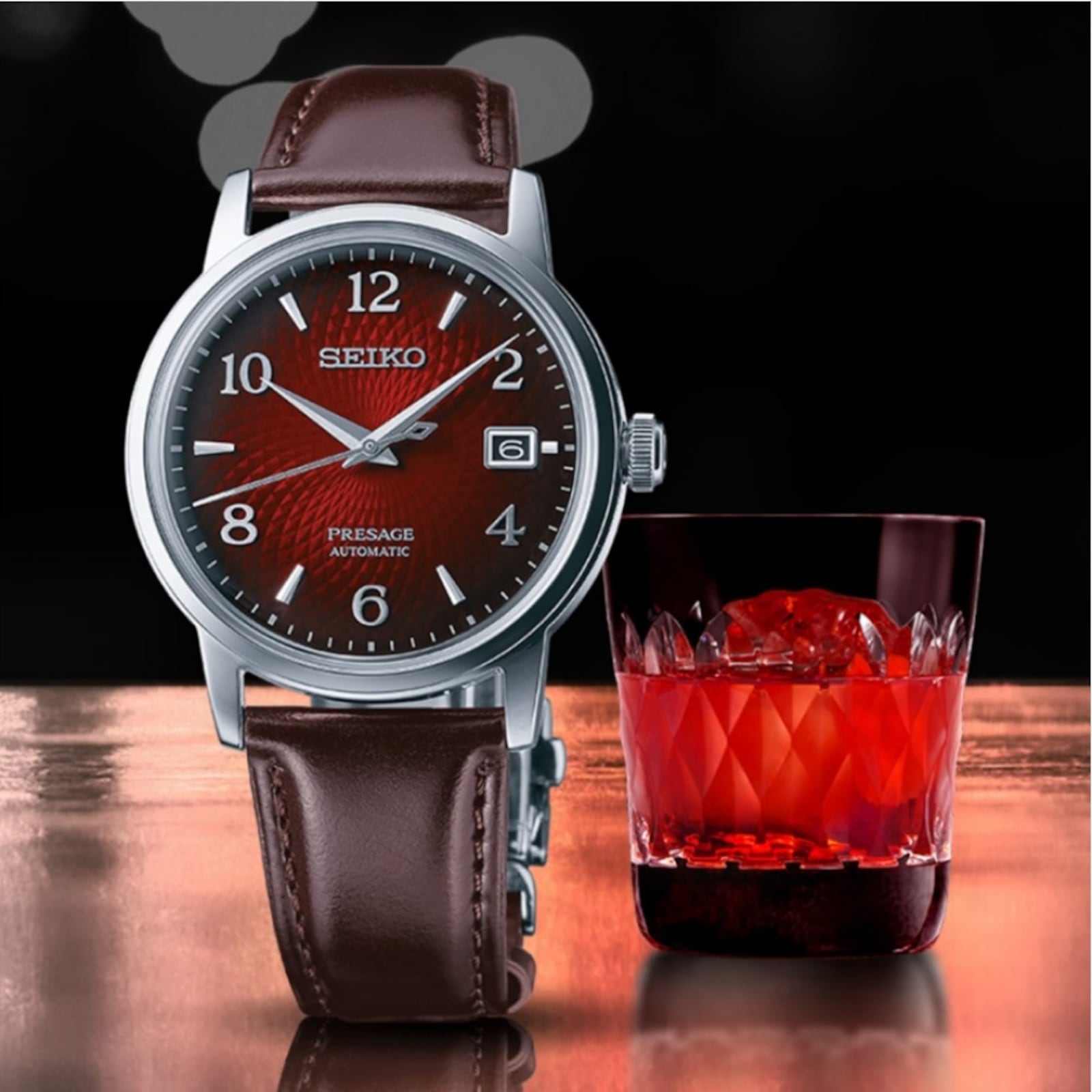 Seiko Presage Cocktail Time Negroni 38mm Mens Watch Red SRPE41J1 ...
