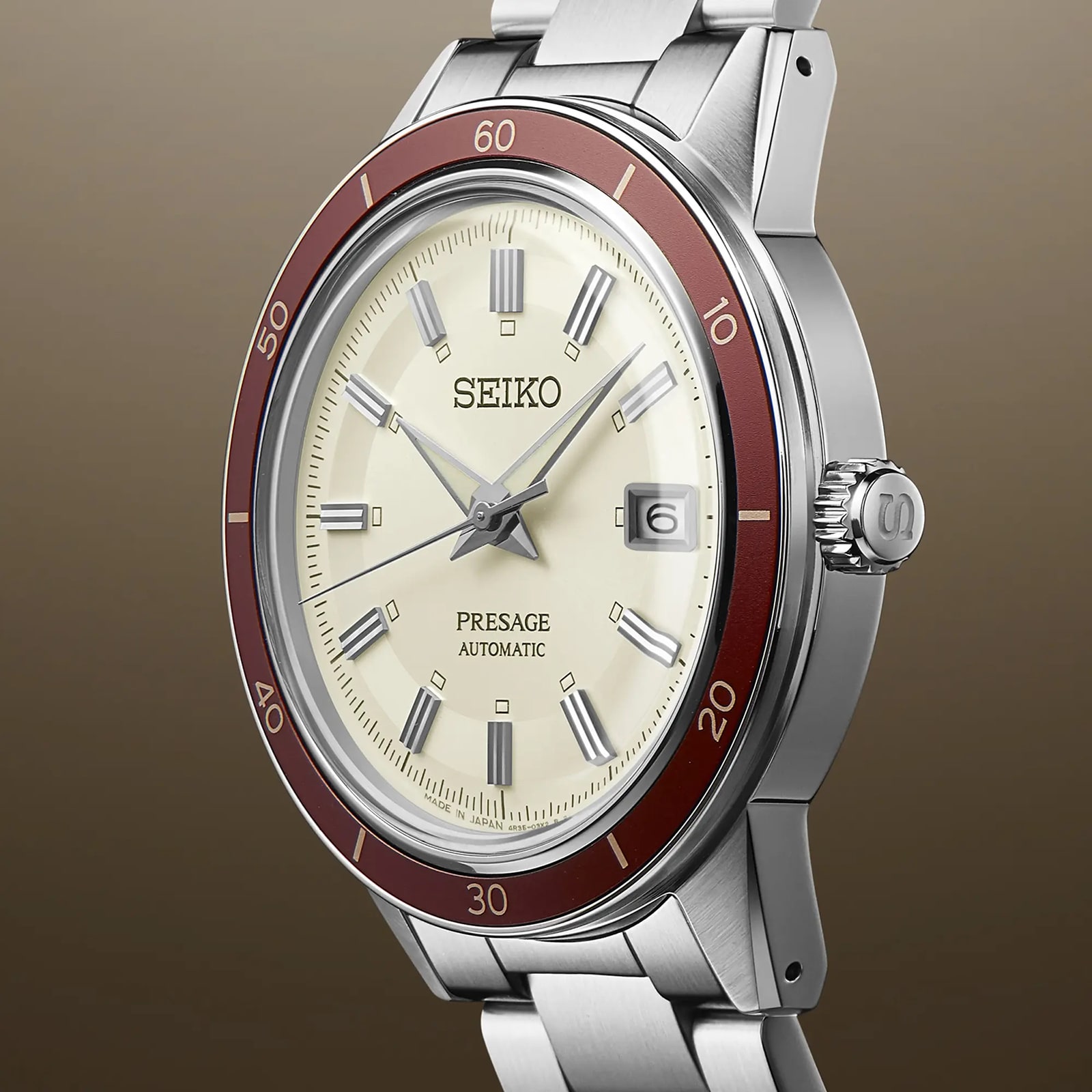 Seiko Presage Style 60s ‘Ruby’ 40.8mm Mens Watch SRPH93J1 | Goldsmiths