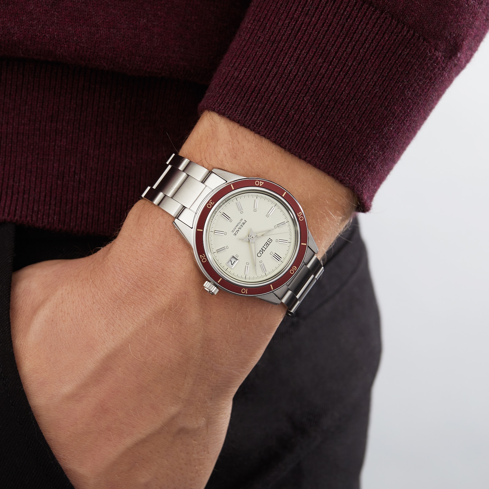 Seiko Presage Style 60s ‘Ruby’ 40.8mm Mens Watch SRPH93J1 | Goldsmiths