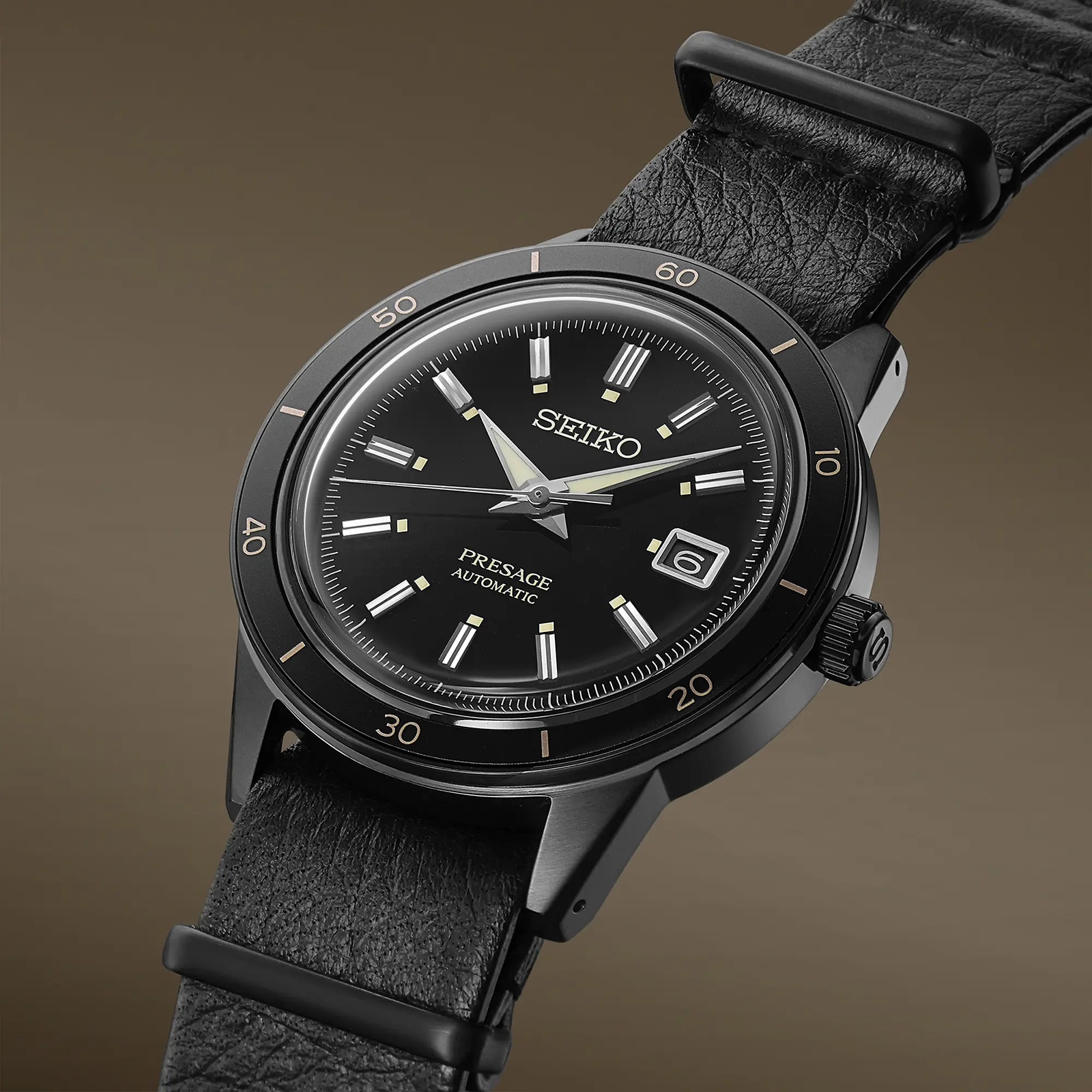Seiko Presage Style 60s ‘Stealth’ 40.8mm Mens Watch SRPH95J1 | Goldsmiths