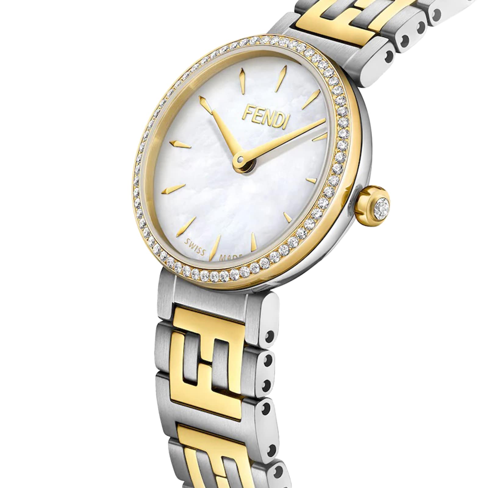 FENDI Forever Fendi 19mm White Mother of Pearl Dial Diamond Bezel and ...