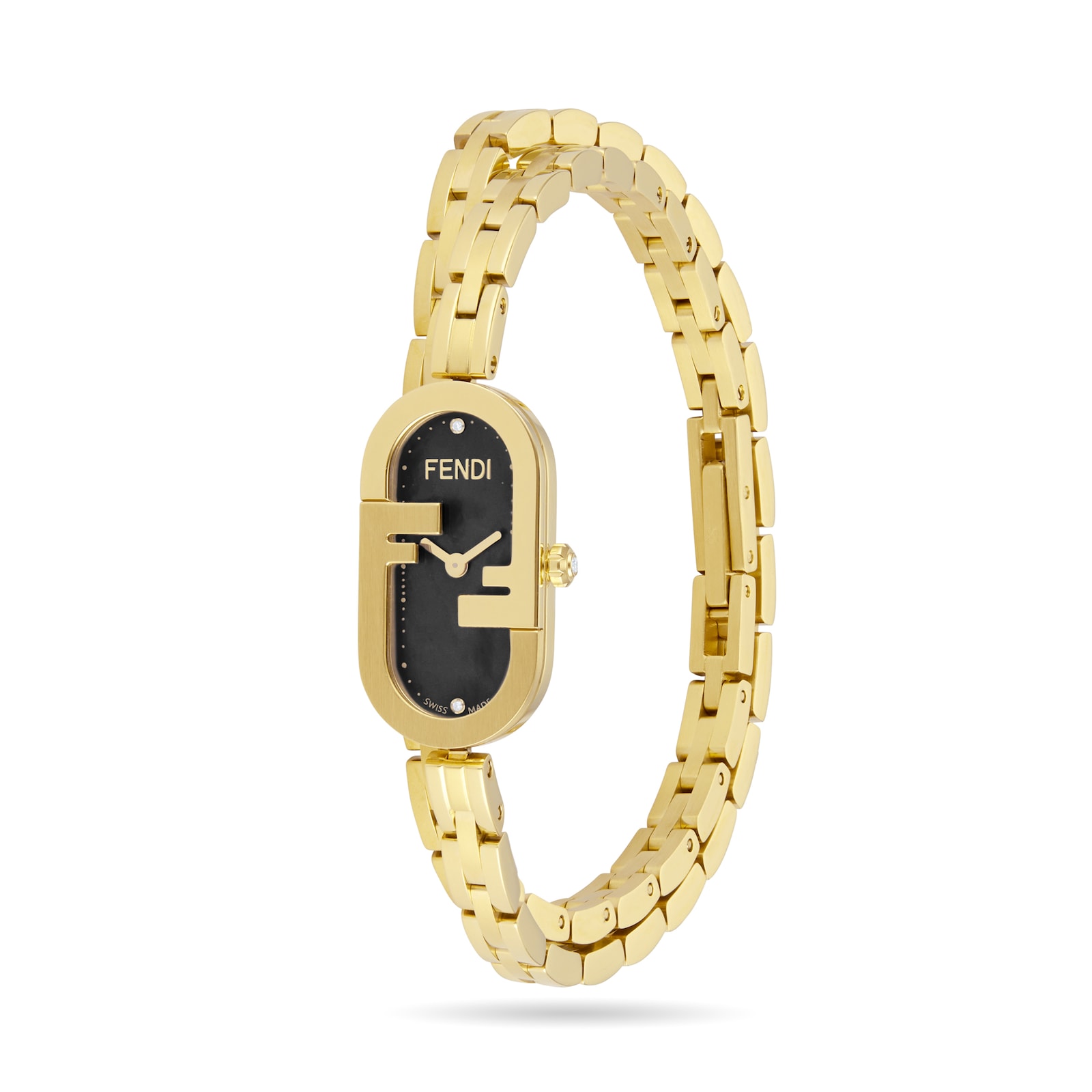 FENDI O'Lock Vertical 14.8mm X 28.3mm Oval Watch with FF Logo ...