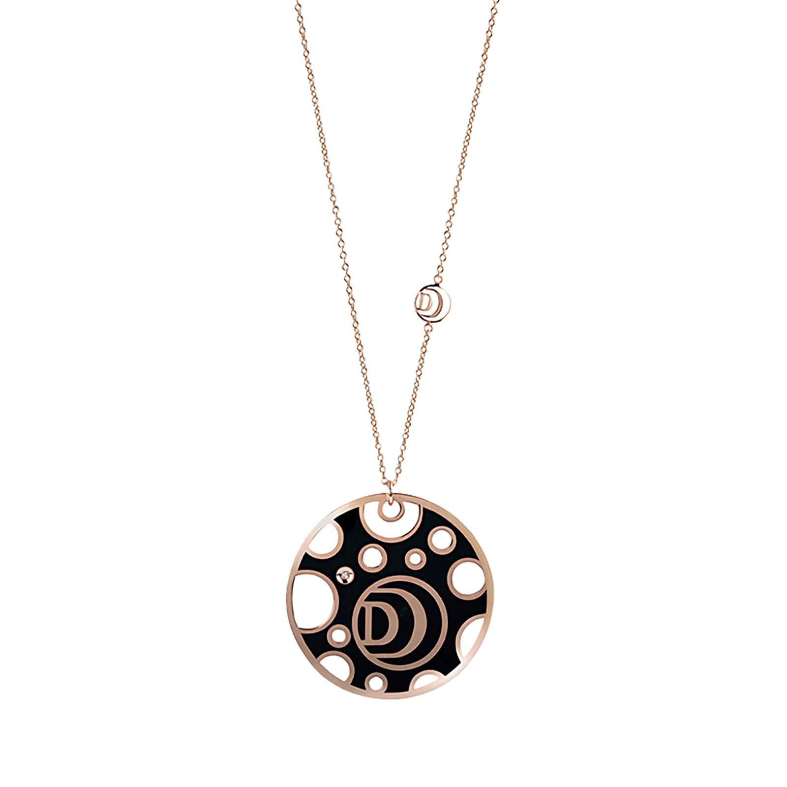 Damiani 18ct Rose Gold and Black Ceramic Double Face Necklace 20058573 ...