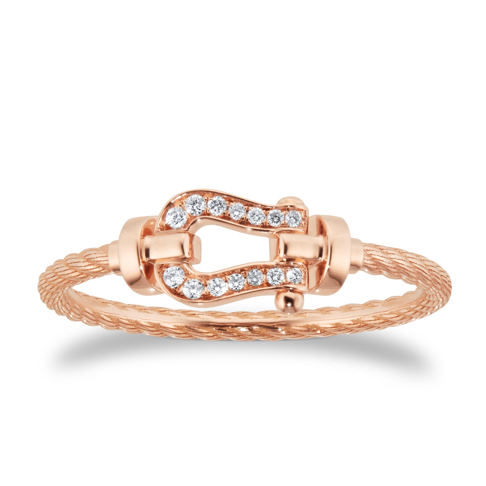 Fred Force 10 18ct Rose Gold 0.05ct Diamond Cable Ring - Ring Size J ...
