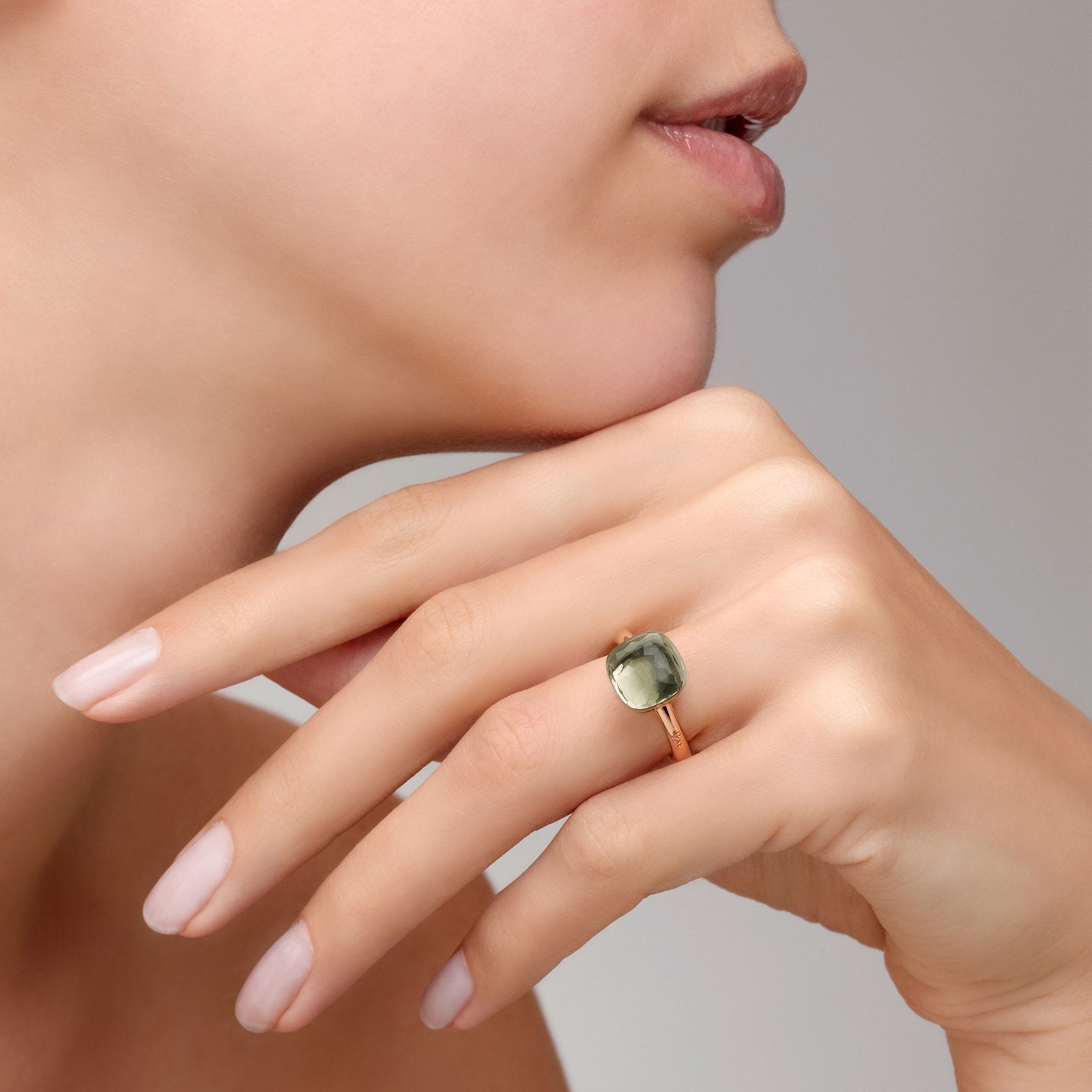 Pomellato Nudo 18ct Rose & White Gold Prasiolite Ring PAA1100O6000000PA | Goldsmiths