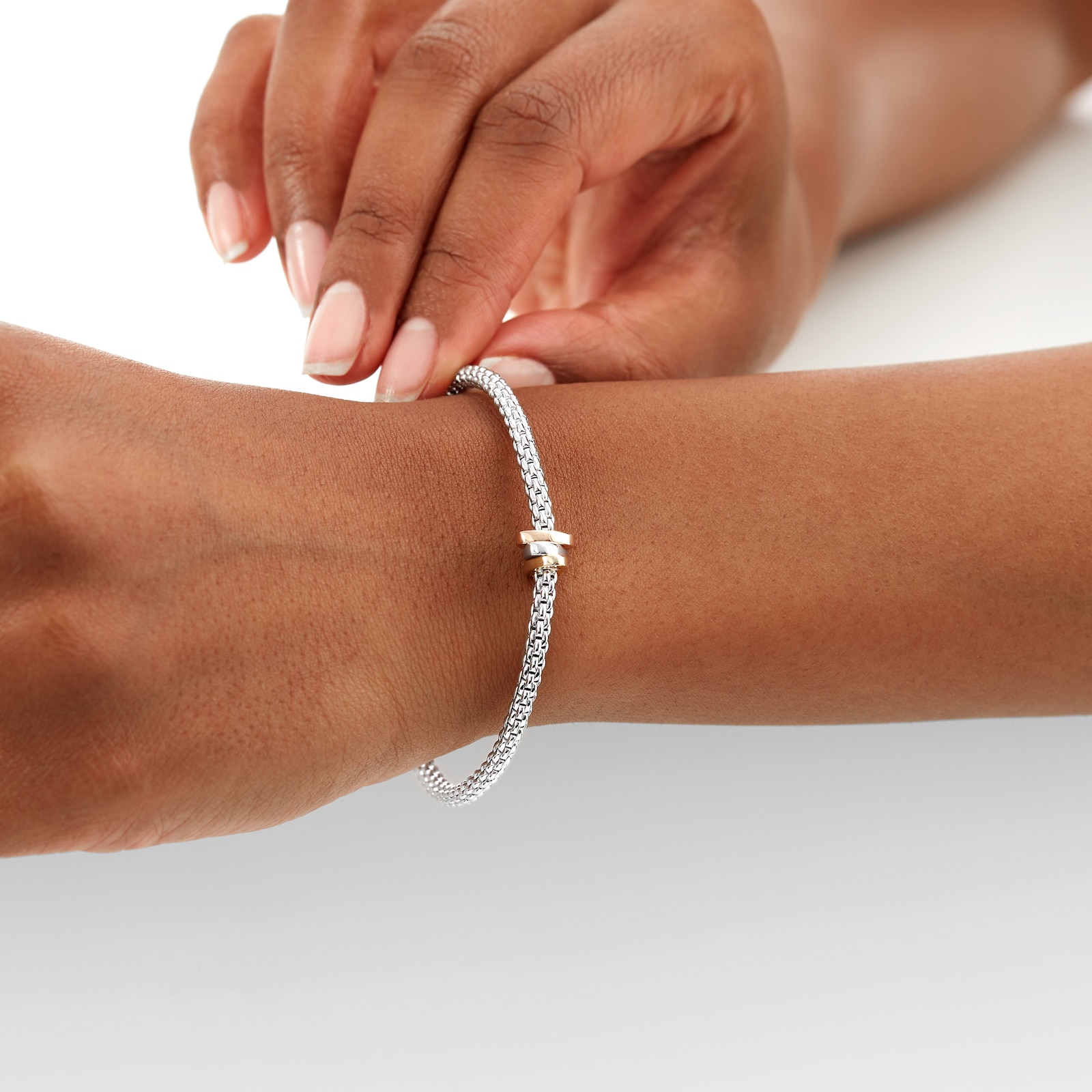 FOPE 18ct Tri Tone Flex'it Prima Bracelet 74408BX_XX_B_RBG_00M | Goldsmiths