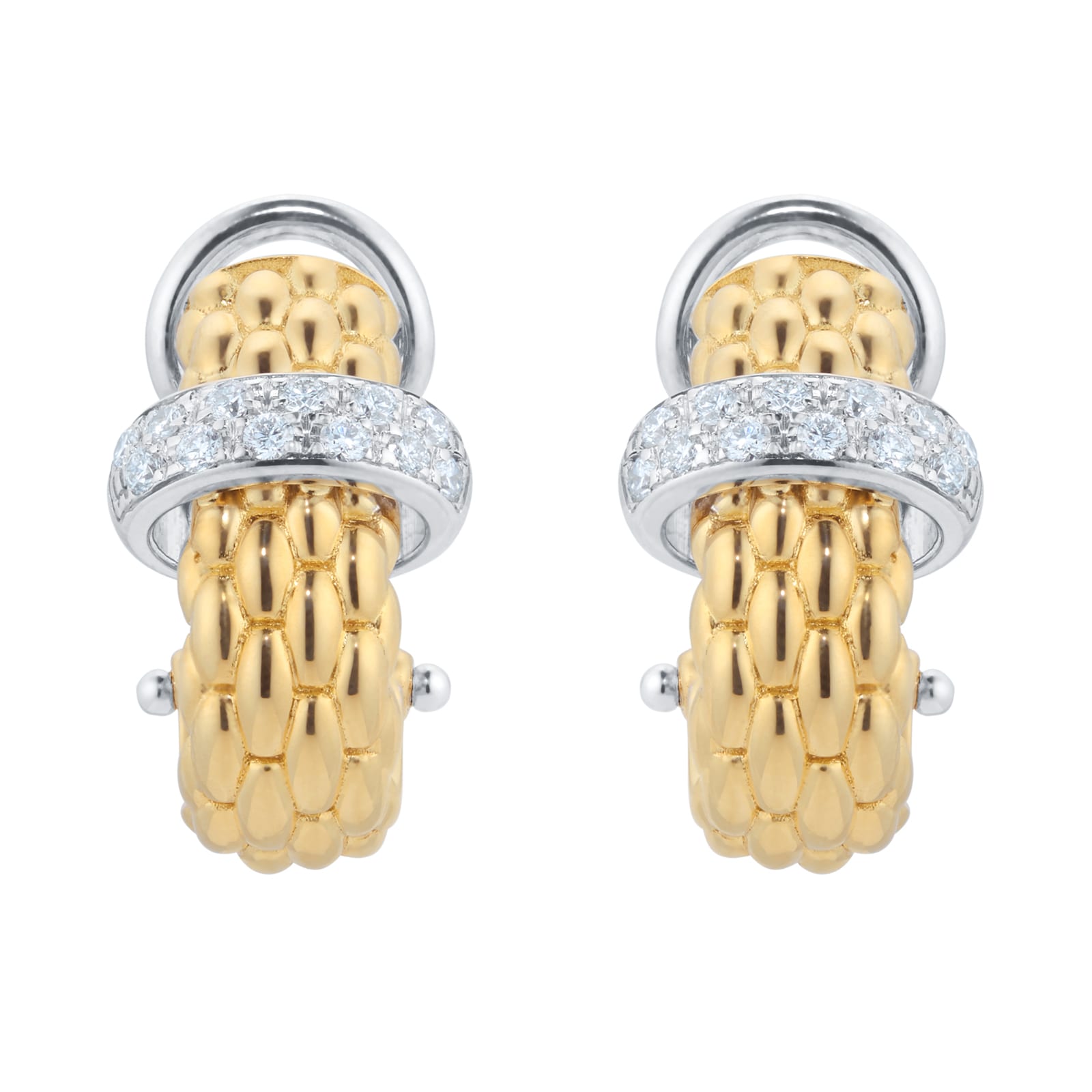 FOPE 18ct Yellow & White Gold Flex'it Vendome 0.20cttw Diamond Earrings 56002OX_BB_G_XBX_000 ...