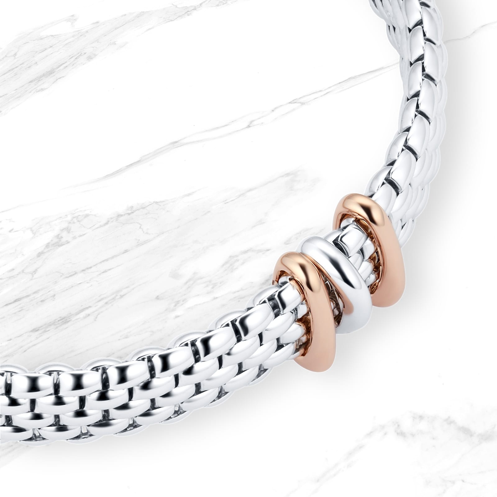 Fope Fope 18ct White & Rose Gold Panorama Exclusive Bracelet 58704BX_XX_B_RBR_00M | Goldsmiths