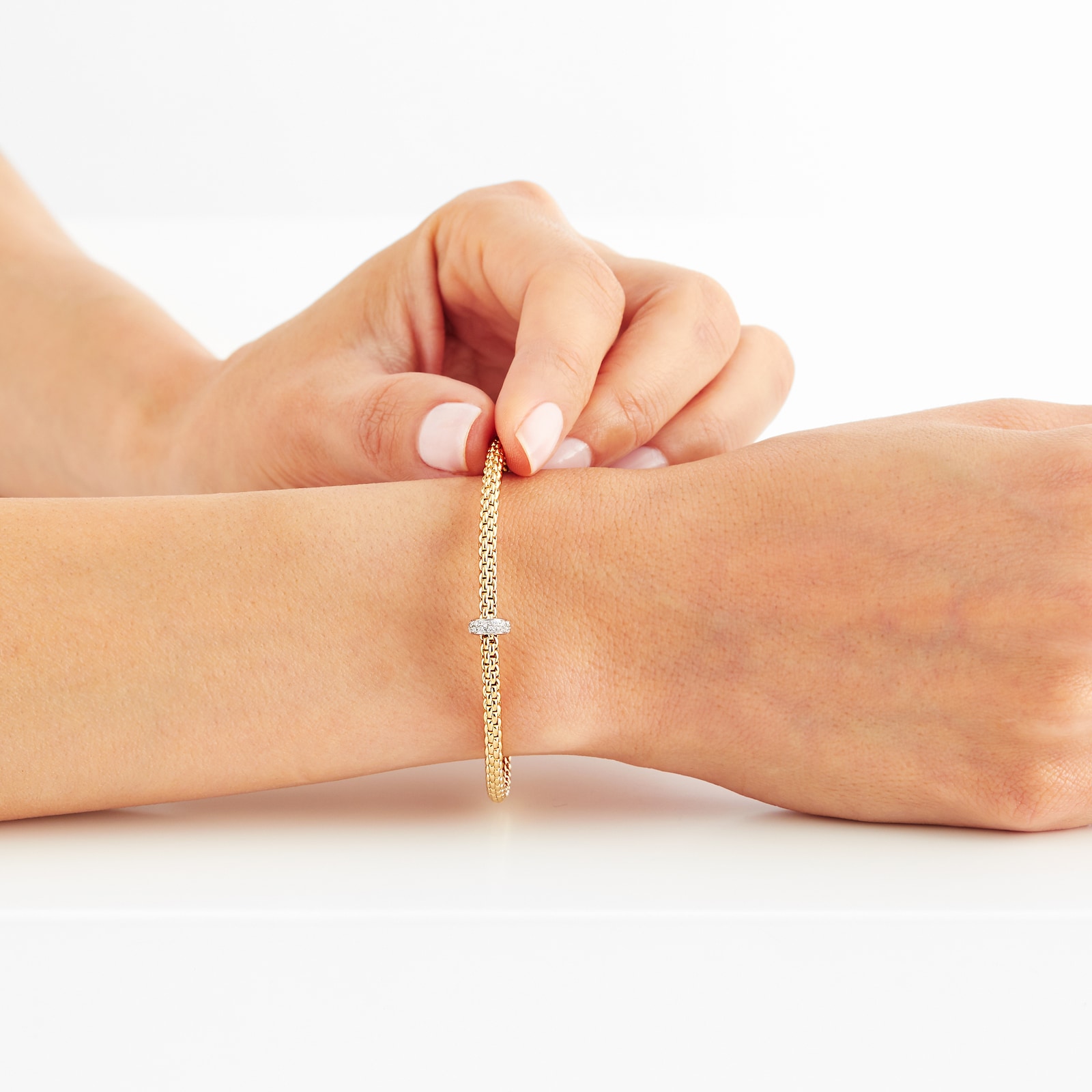 FOPE Flex'it 18ct Yellow Gold 0.18ct Diamond Prima Bracelet 74508BX_BB ...