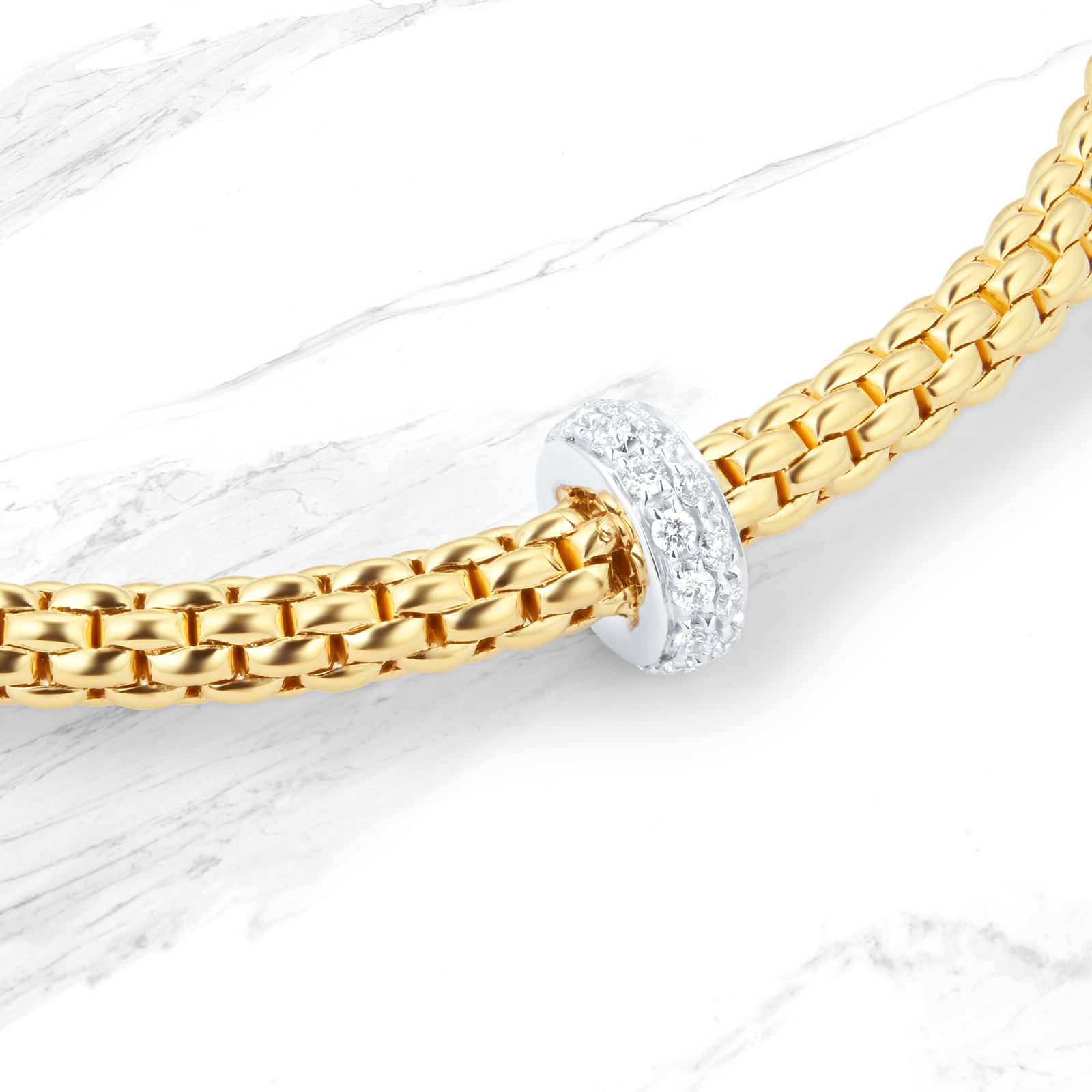 FOPE Flex'it 18ct Yellow Gold 0.18ct Diamond Prima Bracelet 74508BX_BB ...