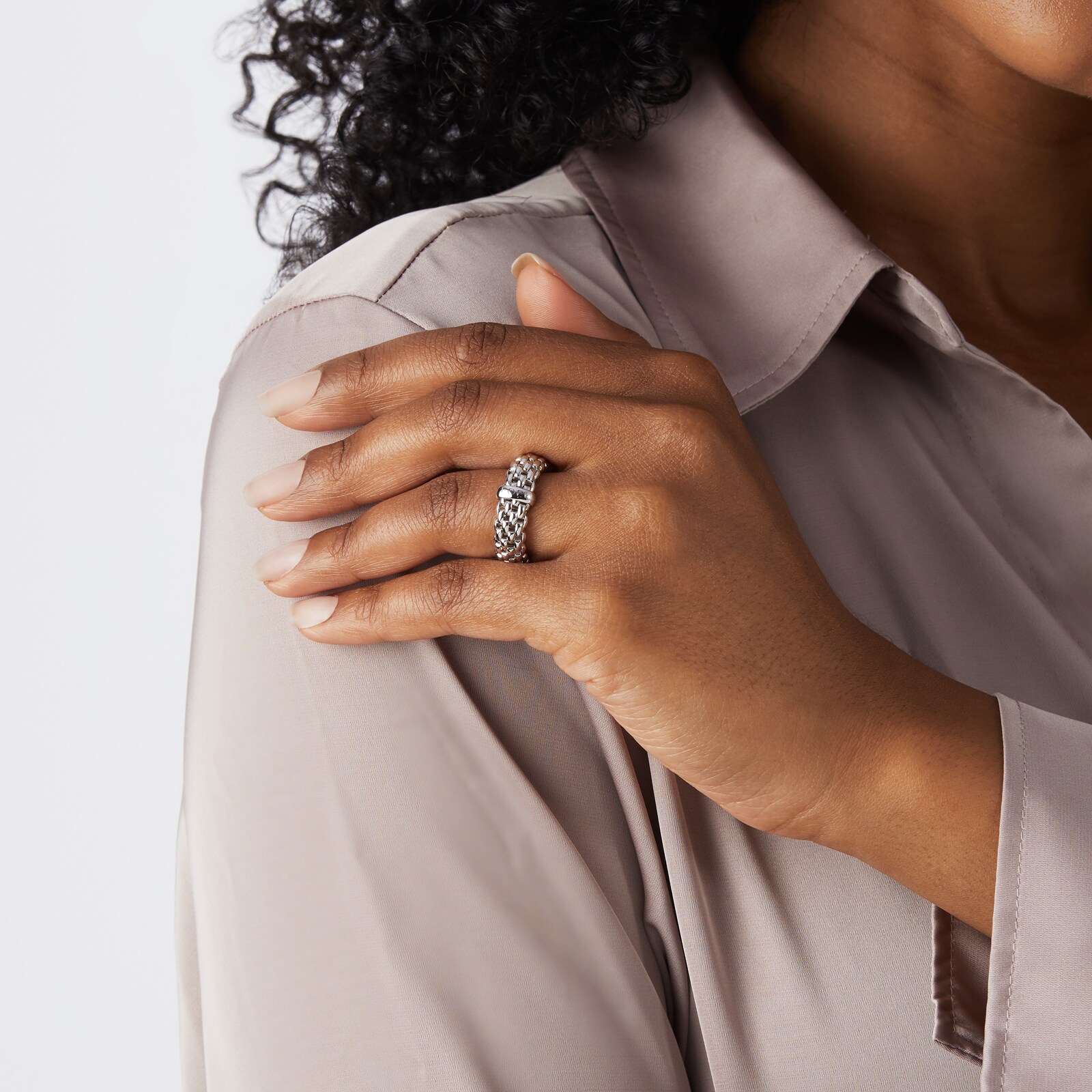 Fope Essentials 18ct White Gold Flex'it 7mm Medium Ring 55902AX_XX_B ...