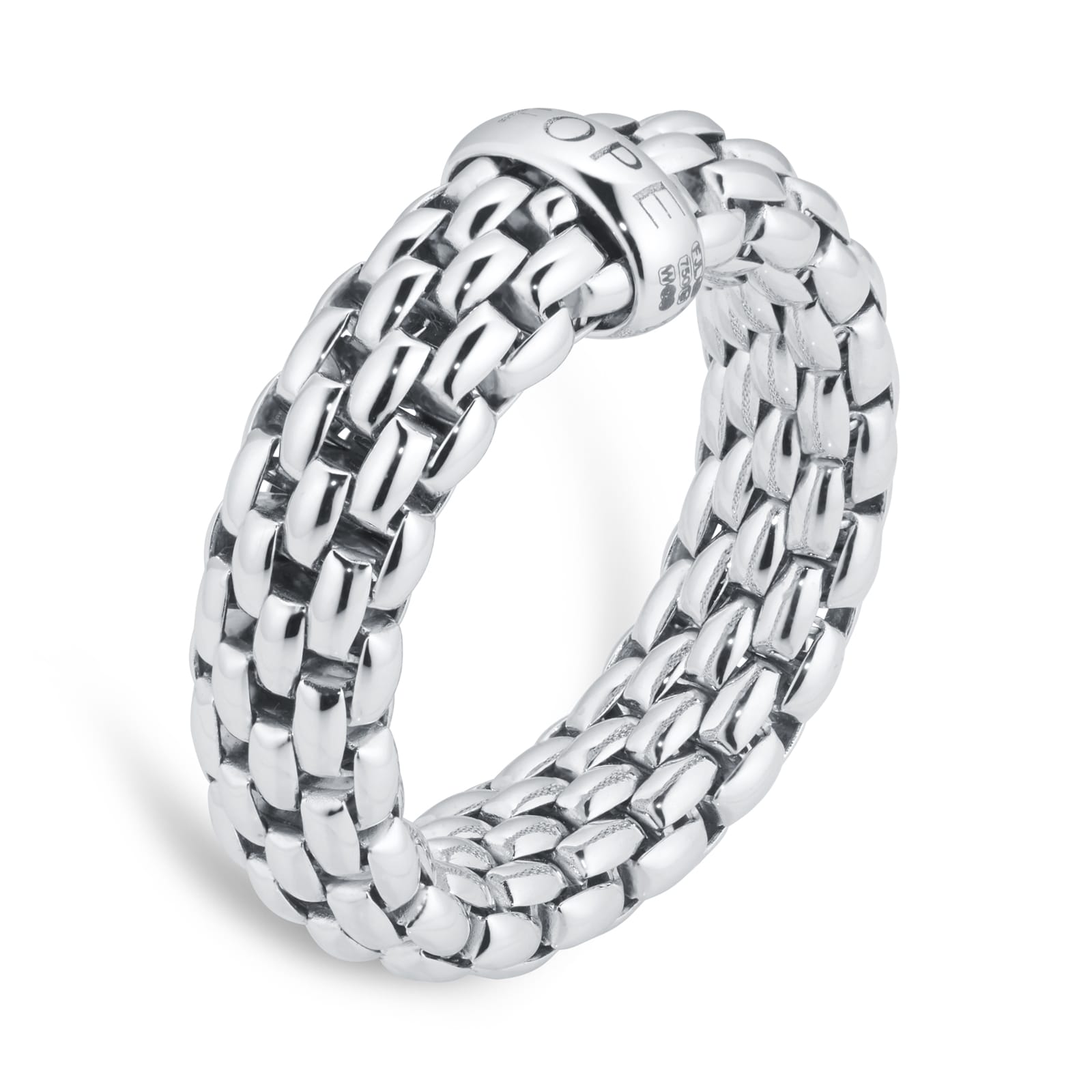 Fope Essentials 18ct White Gold Flex'it 7mm Medium Ring 55902AX_XX_B ...