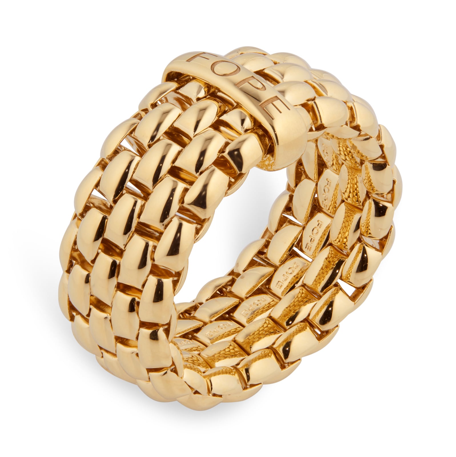 Fope Essentials 18ct Yellow Gold Flex'it 9.9mm Medium Ring 05E04AX_XX_G_XGX_00M | Goldsmiths